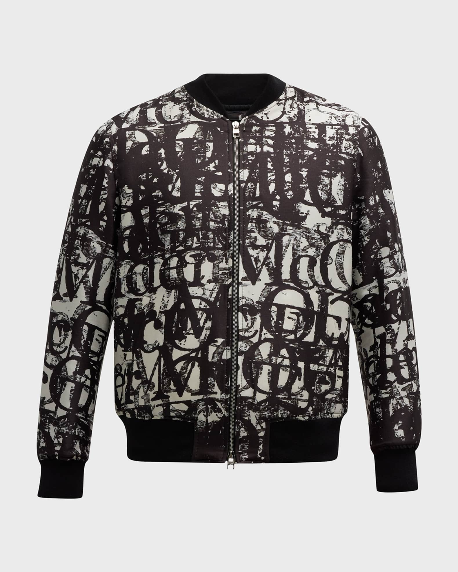 Alexander McQueen Men's Stamp-Print Bomber Jacket | Neiman Marcus