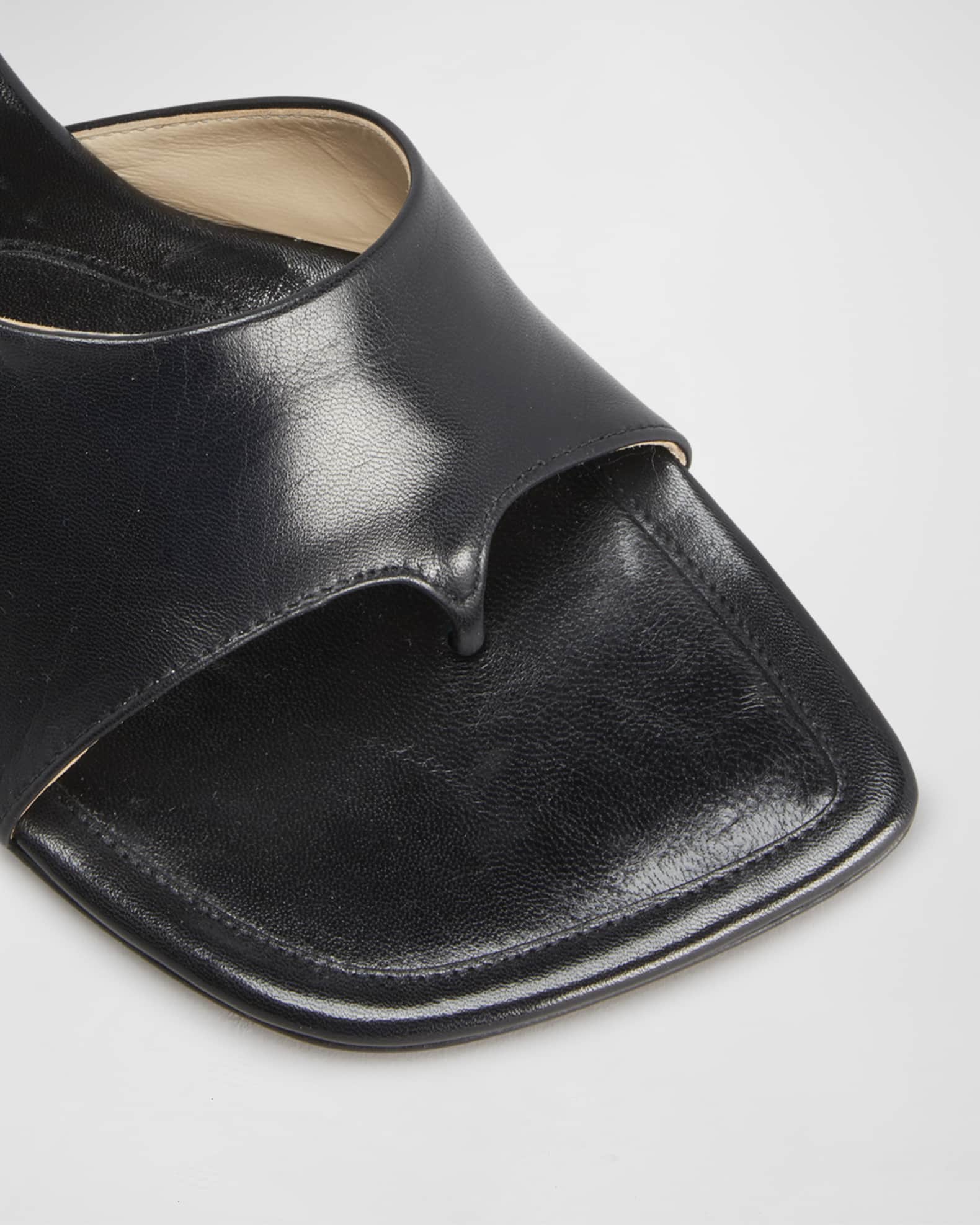 Wandler Julio Leather Asymmetrical Mule Sandals | Neiman Marcus