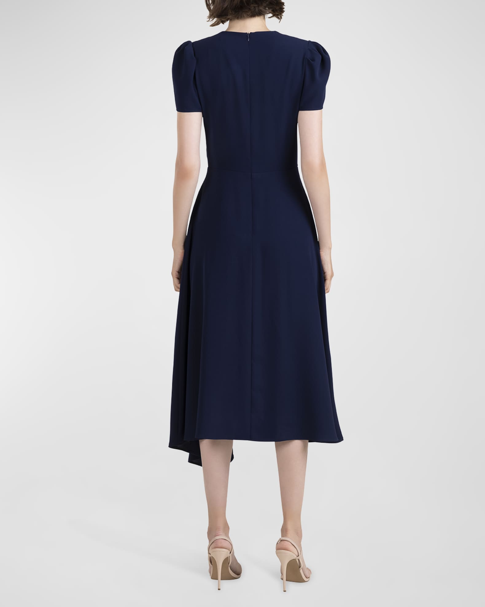 Shoshanna Fontana Draped A-Line Midi Dress | Neiman Marcus