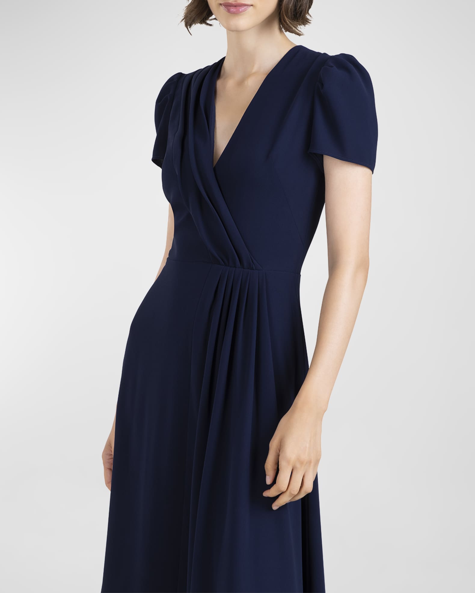 Shoshanna Fontana Draped A-Line Midi Dress | Neiman Marcus