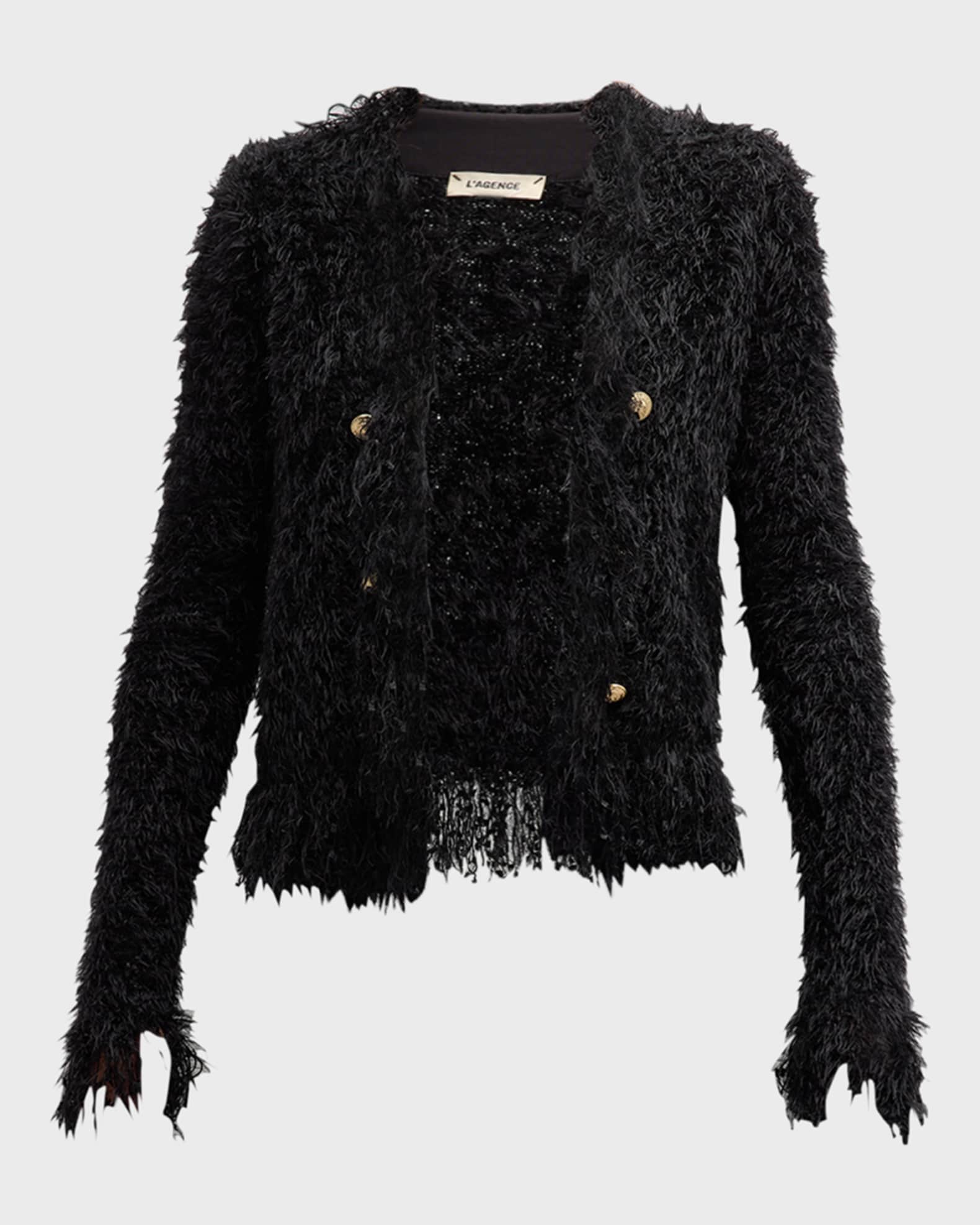 L'Agence Azure Fuzzy Cardigan Blazer | Neiman Marcus