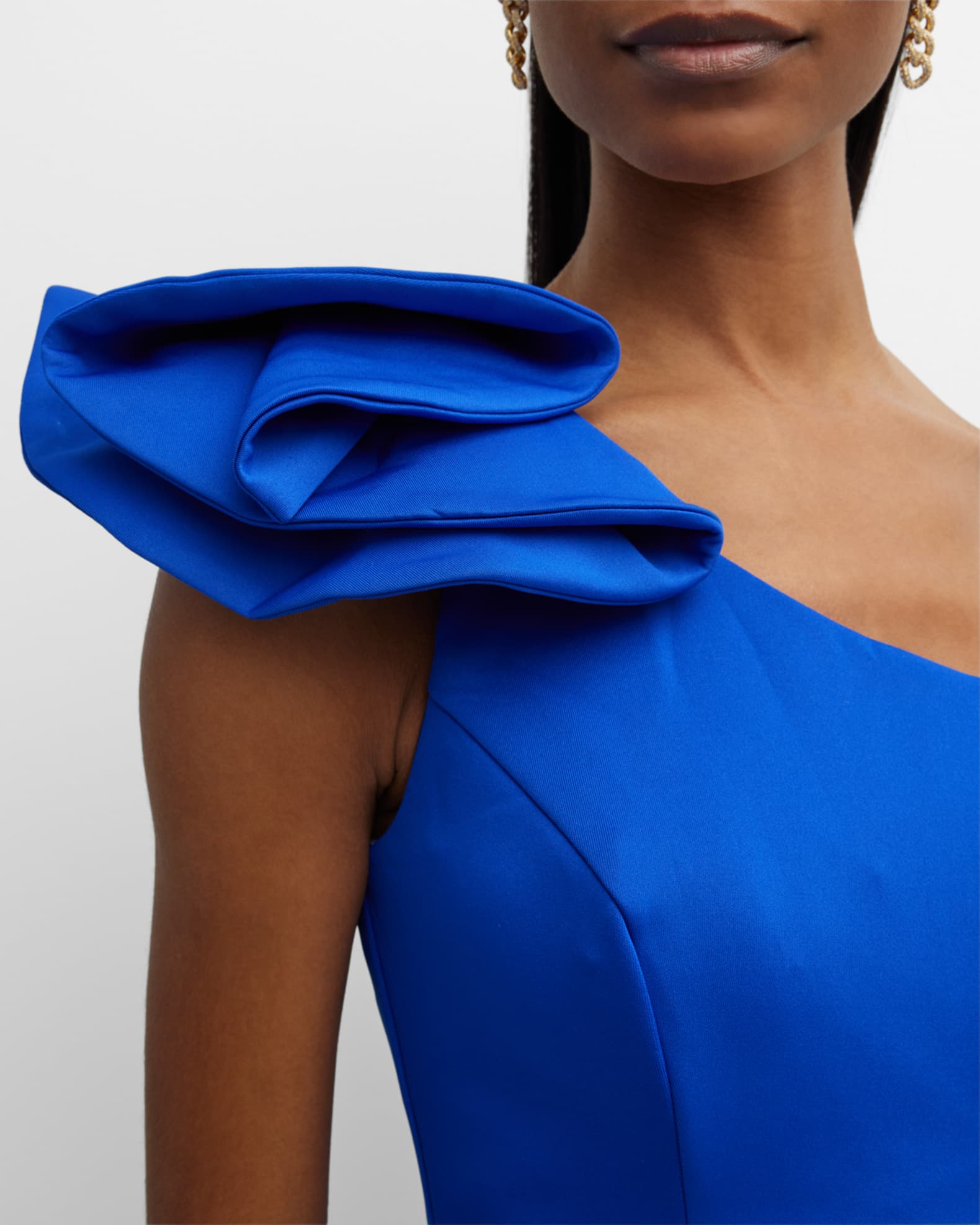 Jovani One-Shoulder Ruffle Bodycon Mini Dress | Neiman Marcus