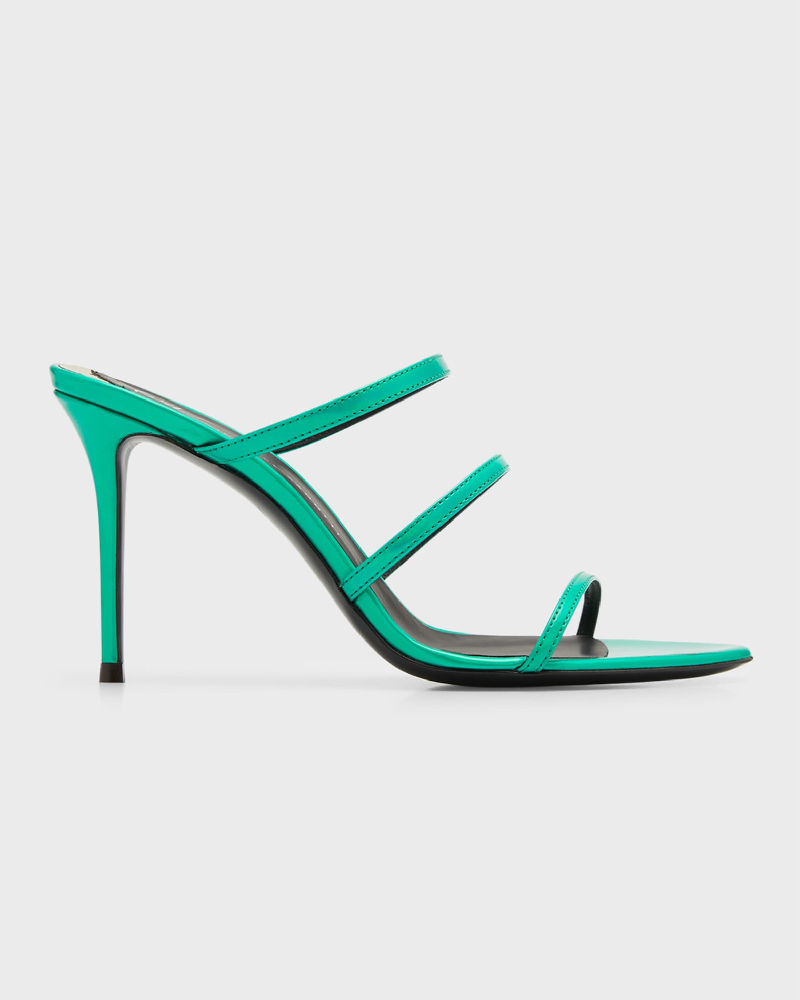 Giuseppe Zanotti Patent Three-Band Slide Sandals | Neiman Marcus