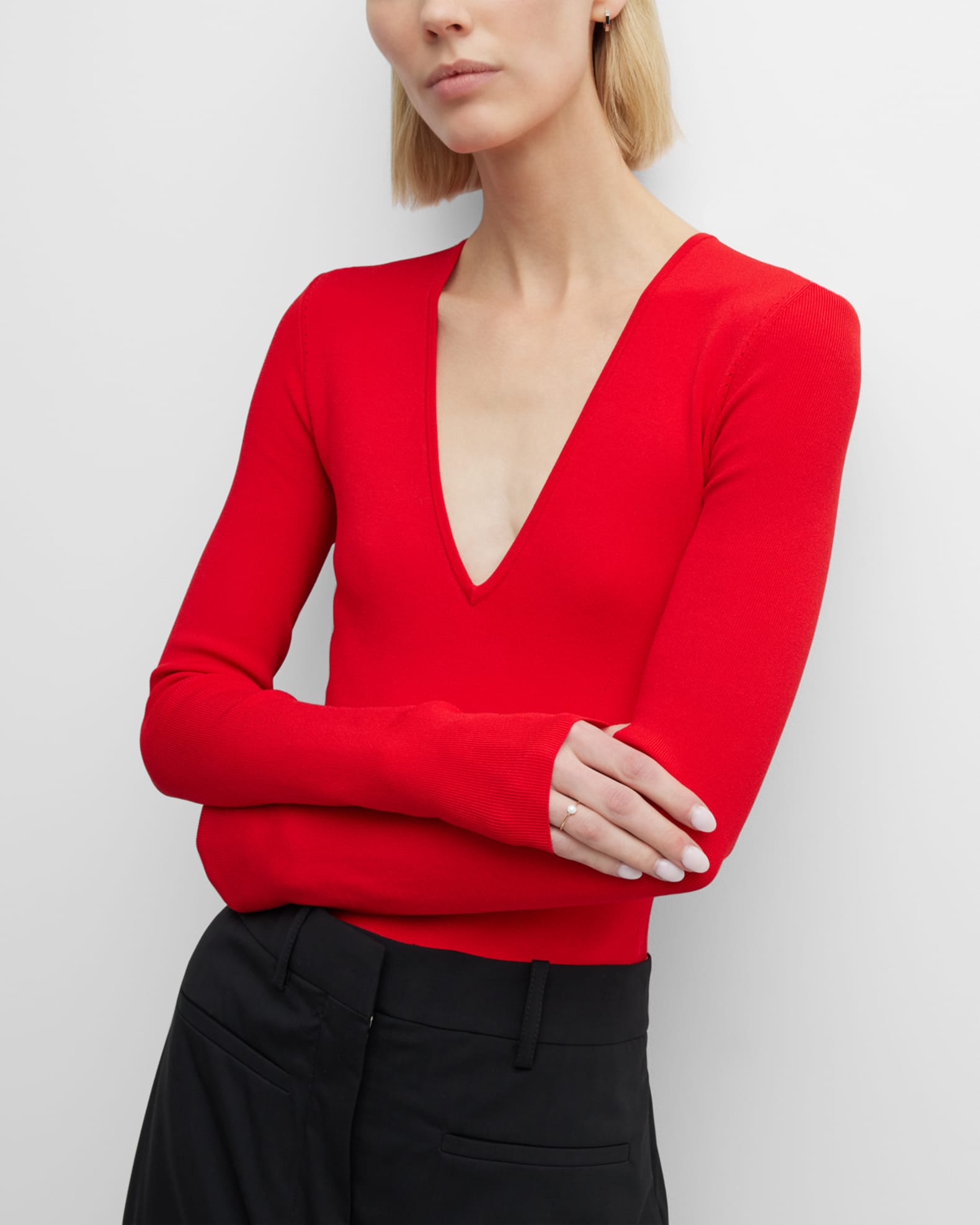 Victoria Beckham VB Body Deep V-Neck Bodysuit | Neiman Marcus