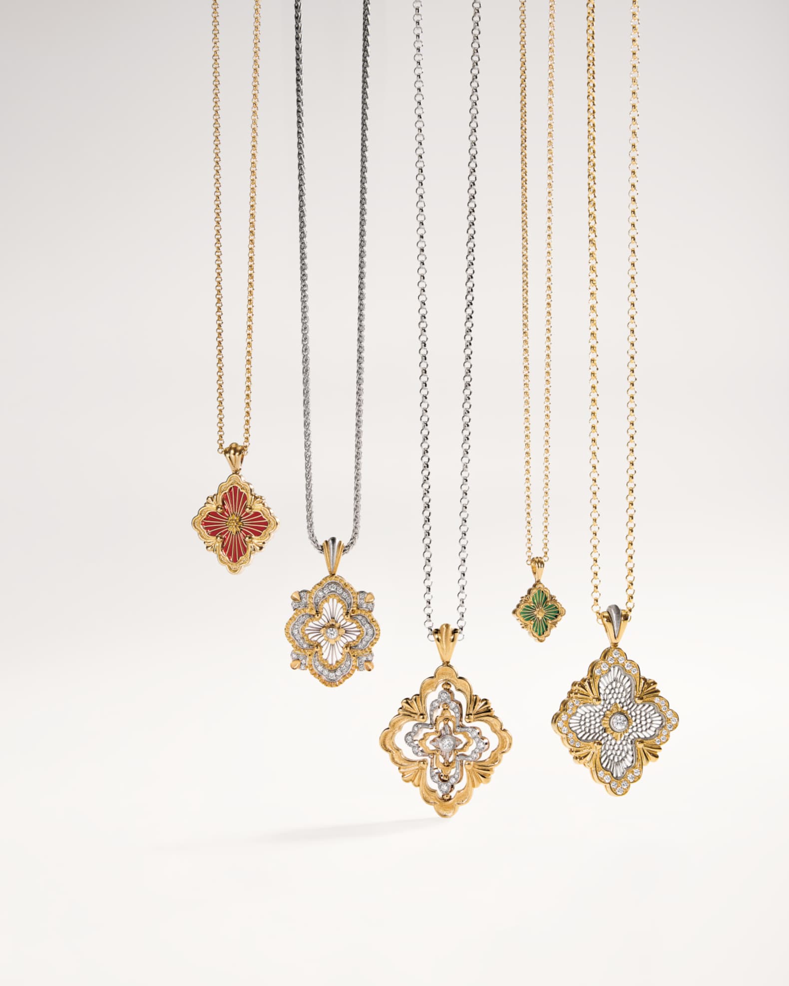 Buccellati Two-Tone 18K Gold Opera Tulle Diamond Pendant Necklace ...