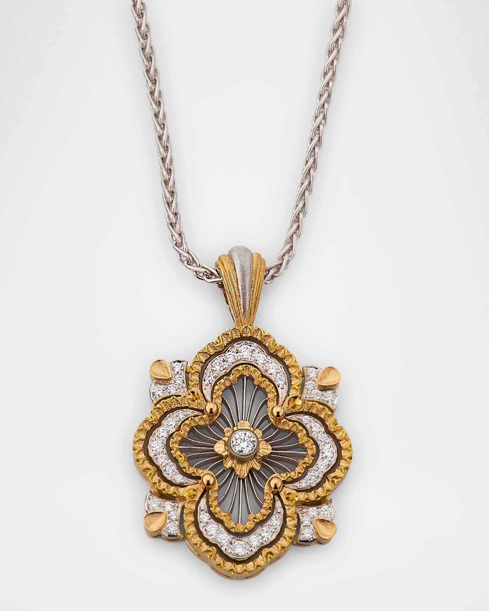 Buccellati Two-Tone 18K Gold Opera Tulle Diamond Pendant Necklace ...