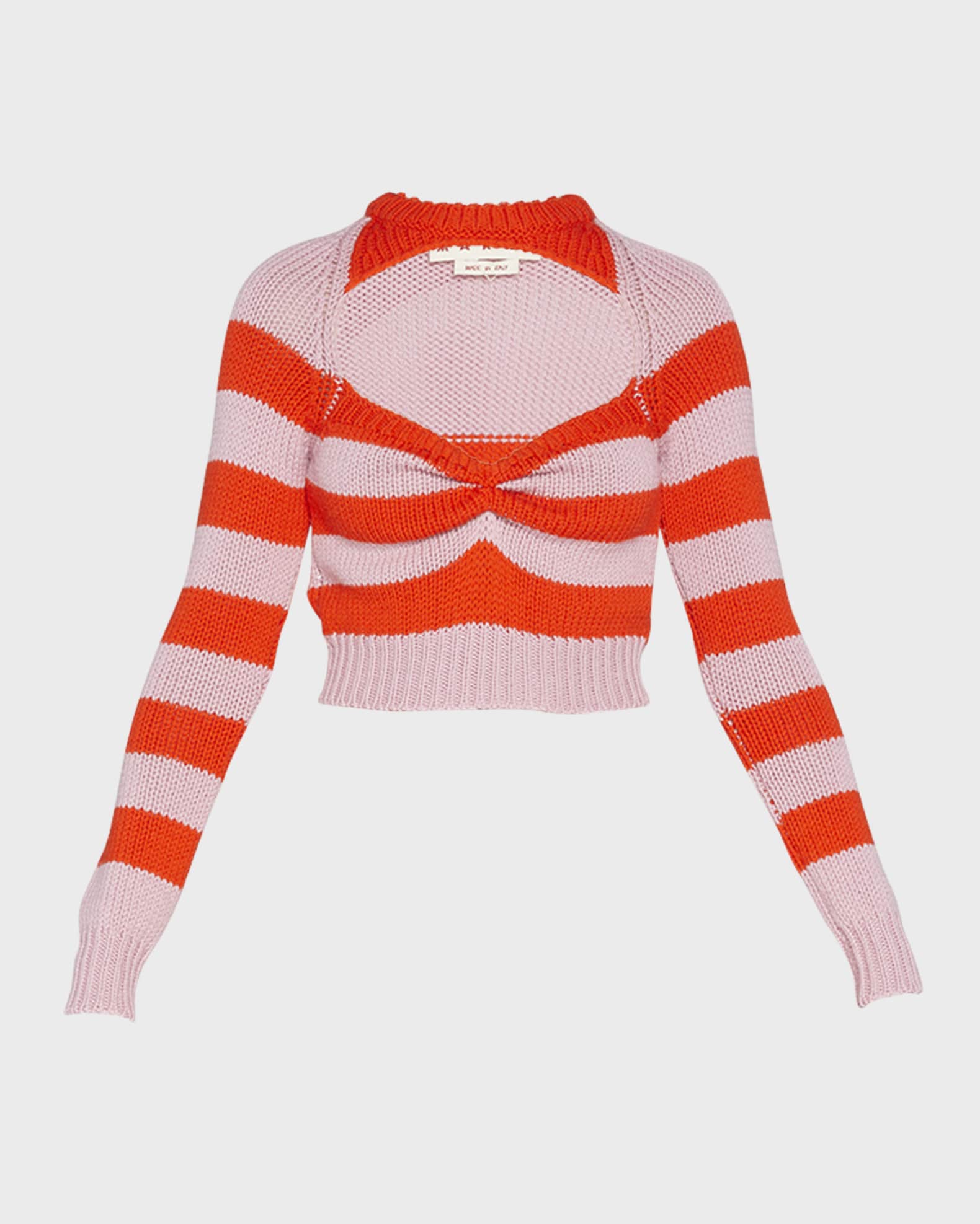 Marni Striped Cutout Crop Wool Sweater | Neiman Marcus