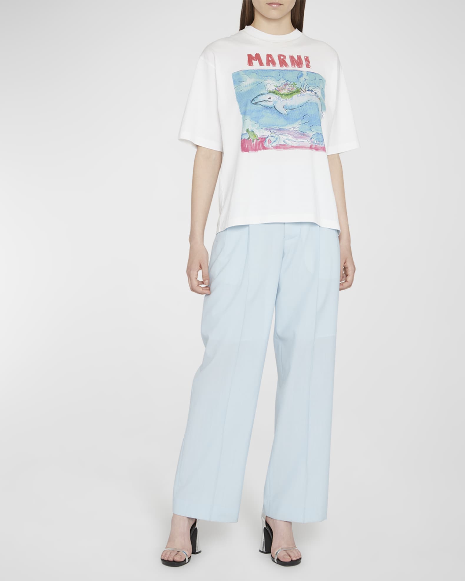Marni Logo Drawing Graphic T-Shirt | Neiman Marcus