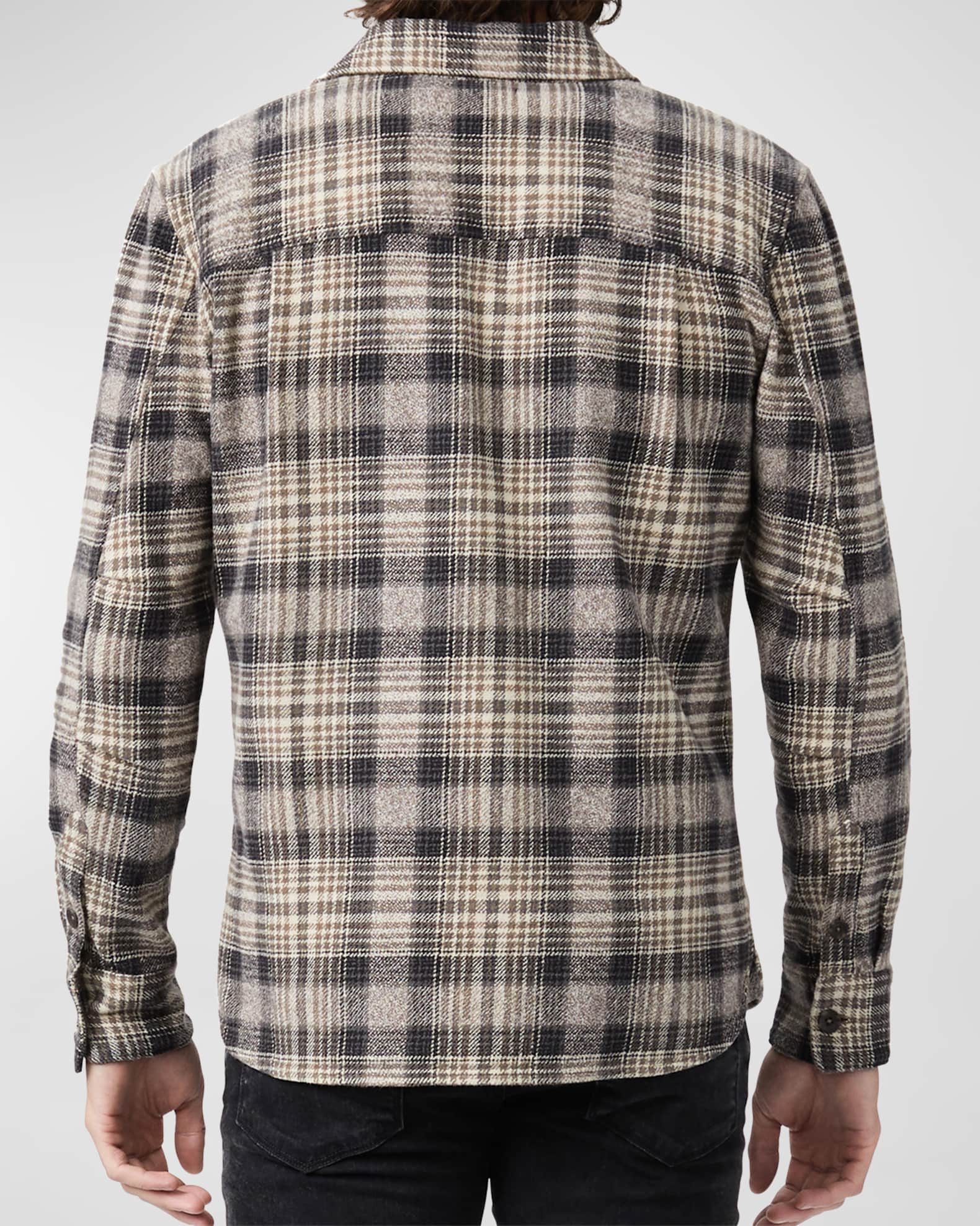 PAIGE Men's Wilbur Plaid Flannel Overshirt | Neiman Marcus