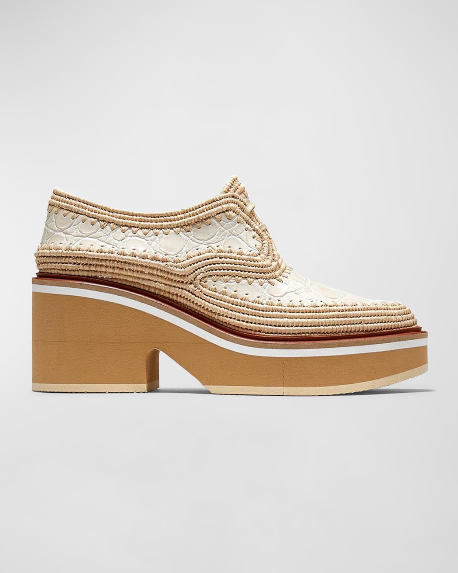 Clergerie Paris Amory Croco Raffia Platform Loafers | Neiman Marcus