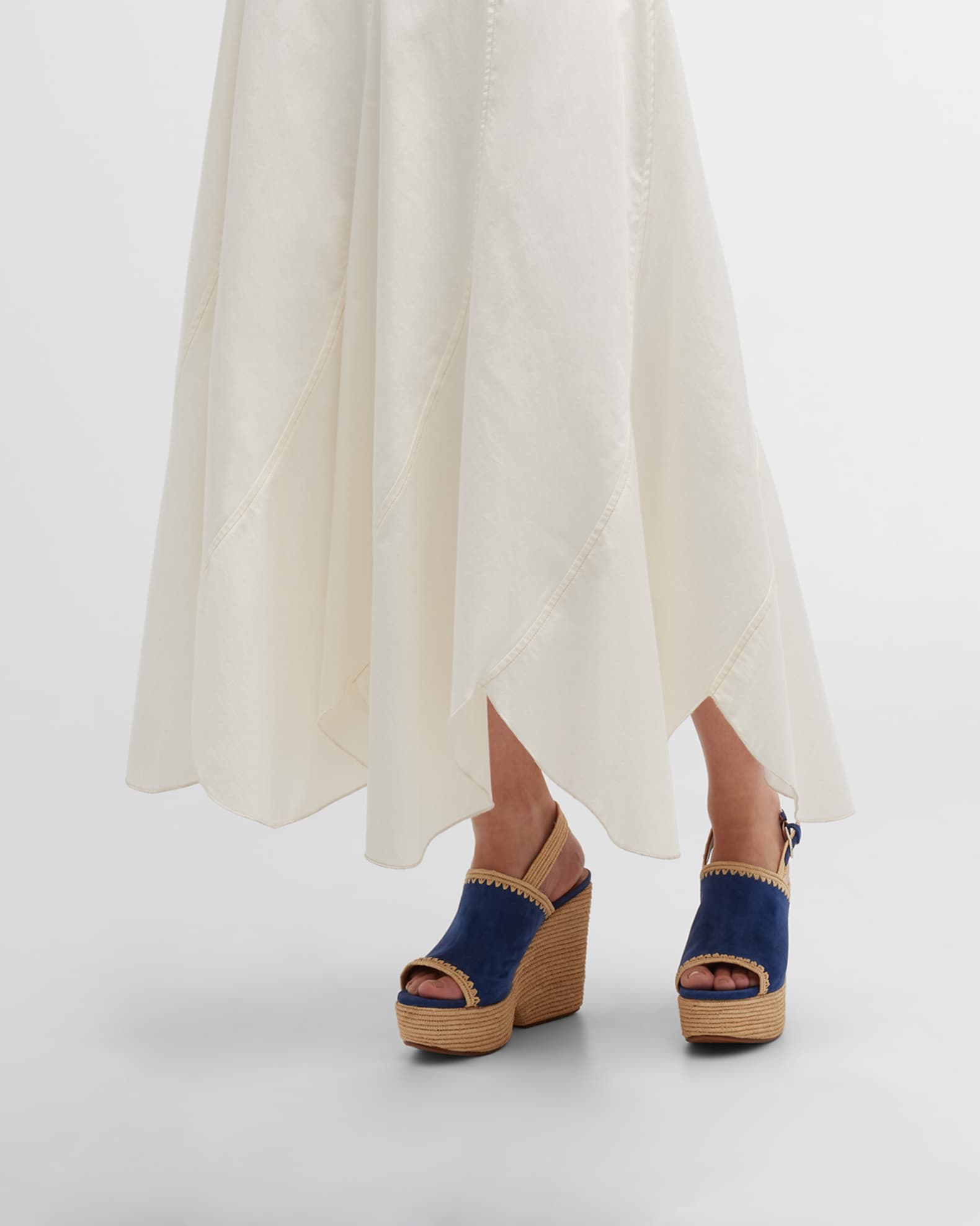 Clergerie Paris Damya Suede Raffia Slingback Platform Sandals | Neiman ...