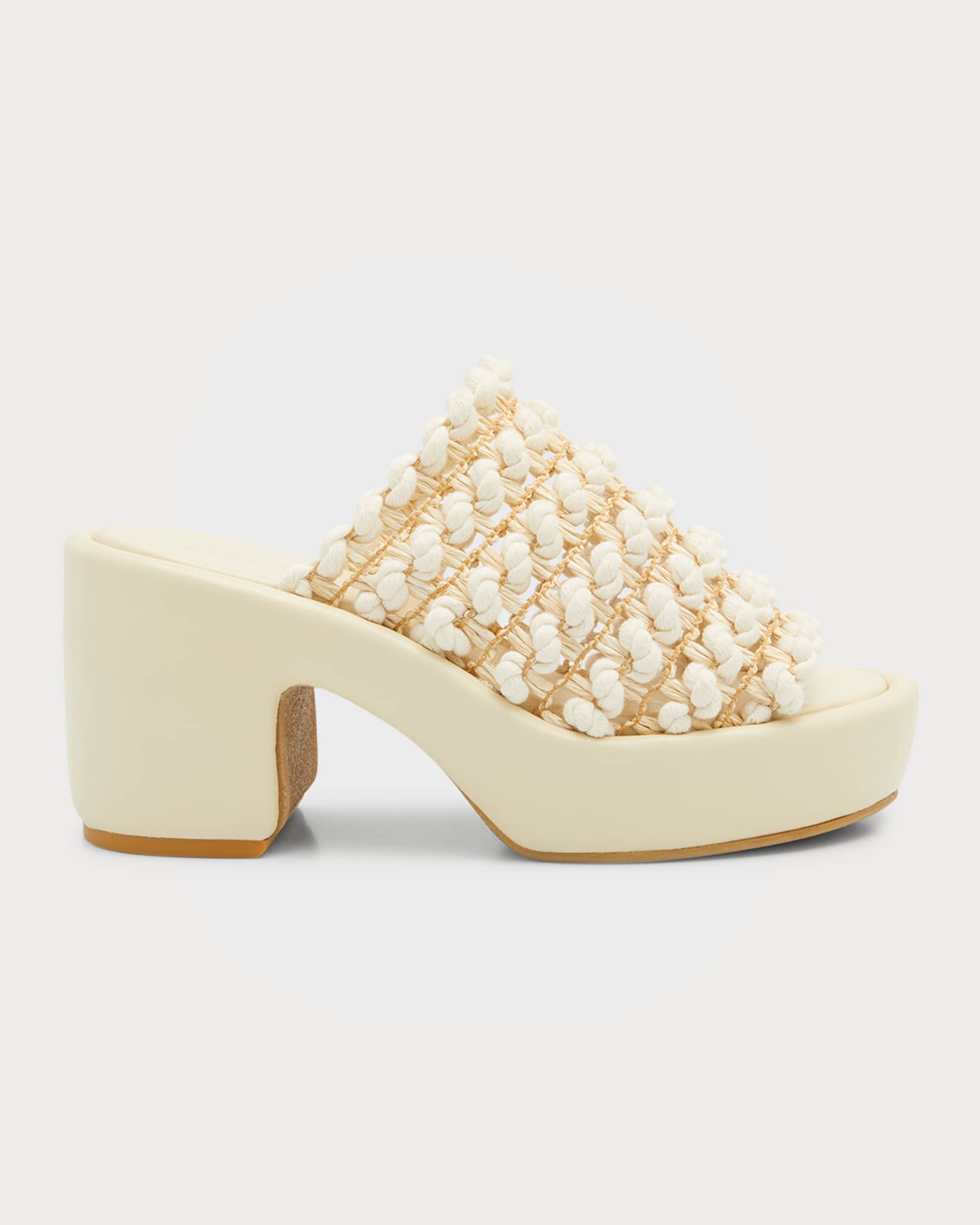 Clergerie Paris Dovea Woven Raffia Platform Sandals | Neiman Marcus