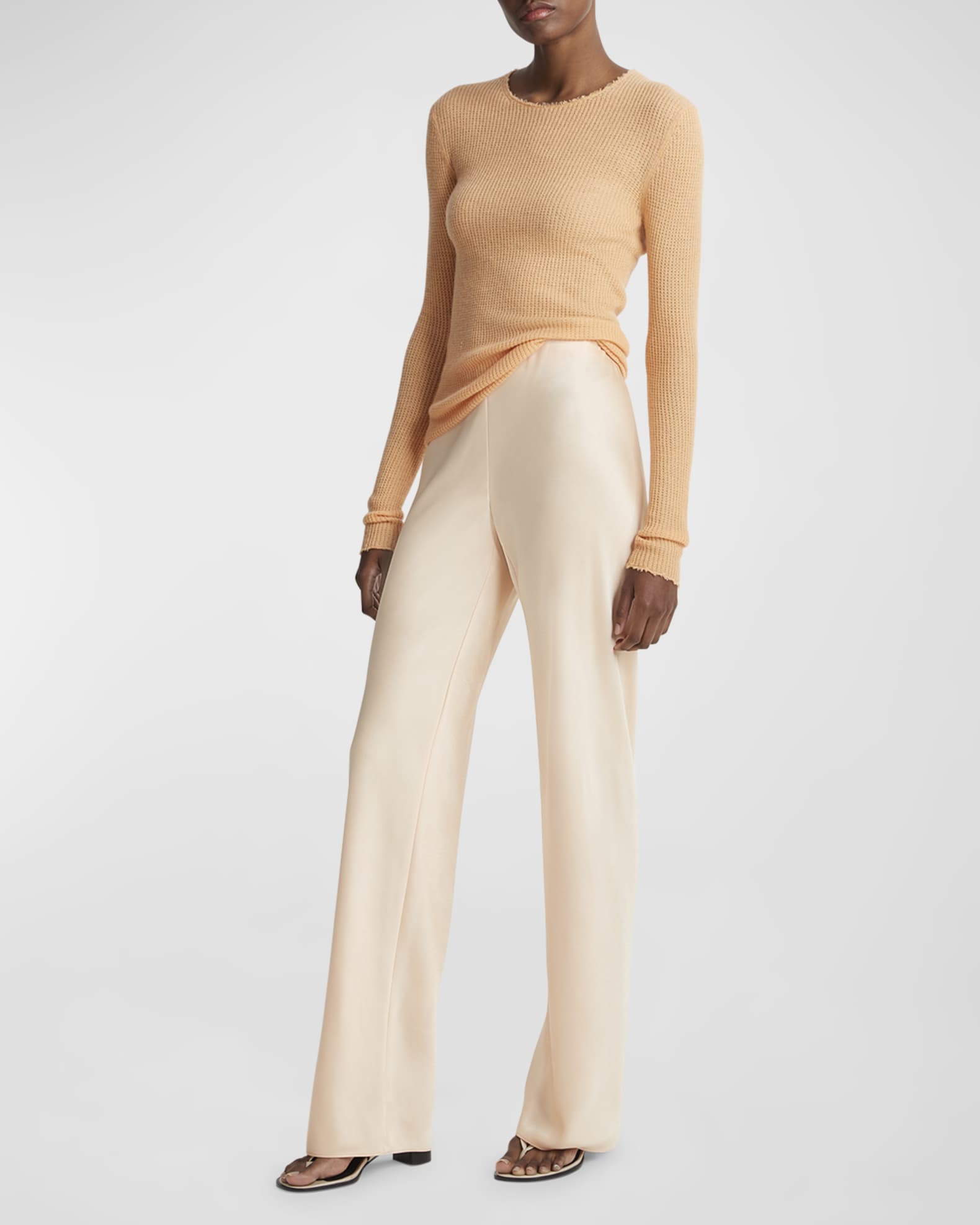 Vince High-Waist Satin Bias Pants | Neiman Marcus