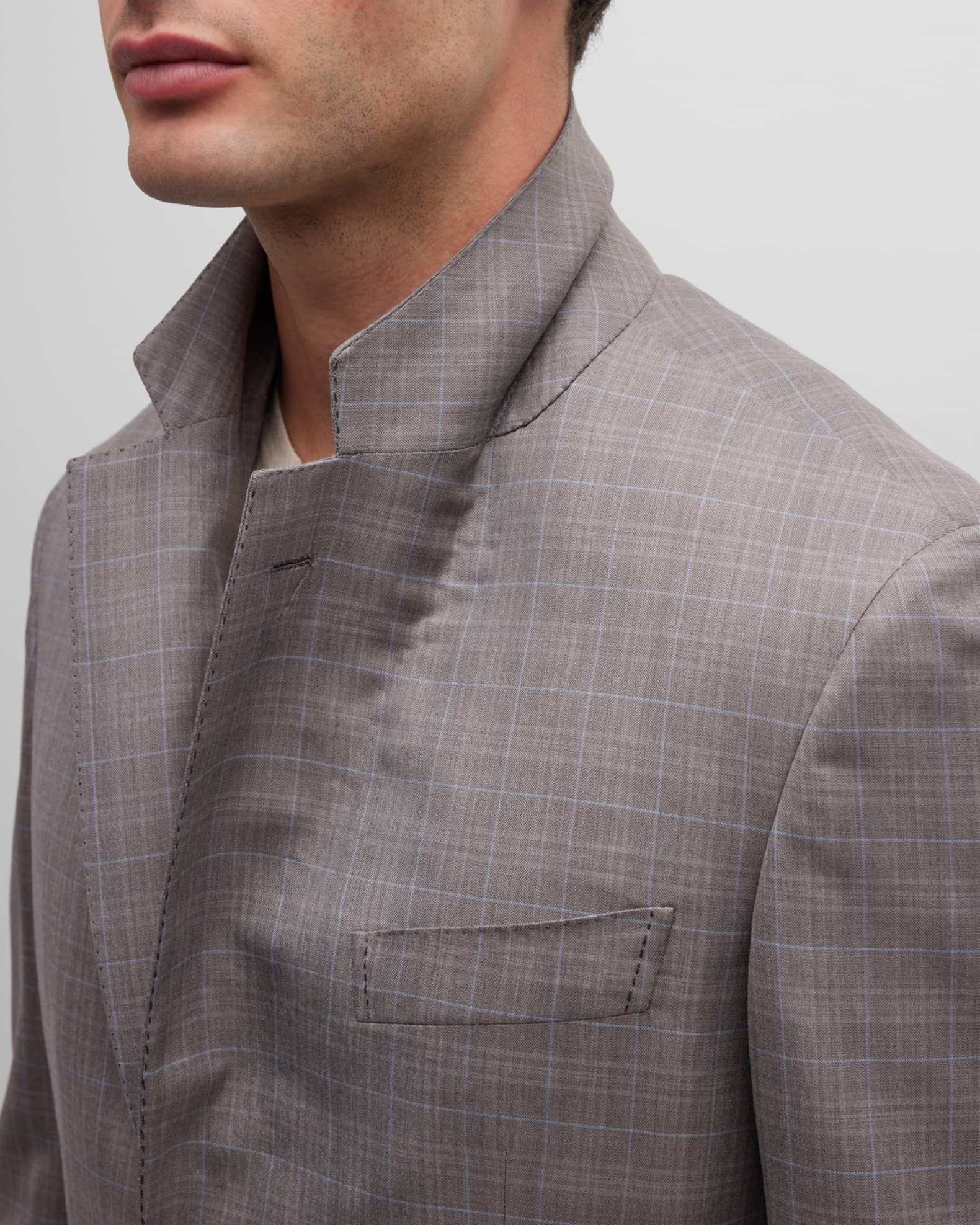 Stefano Ricci Beige Plaid Two-Piece Wool Suit | Neiman Marcus