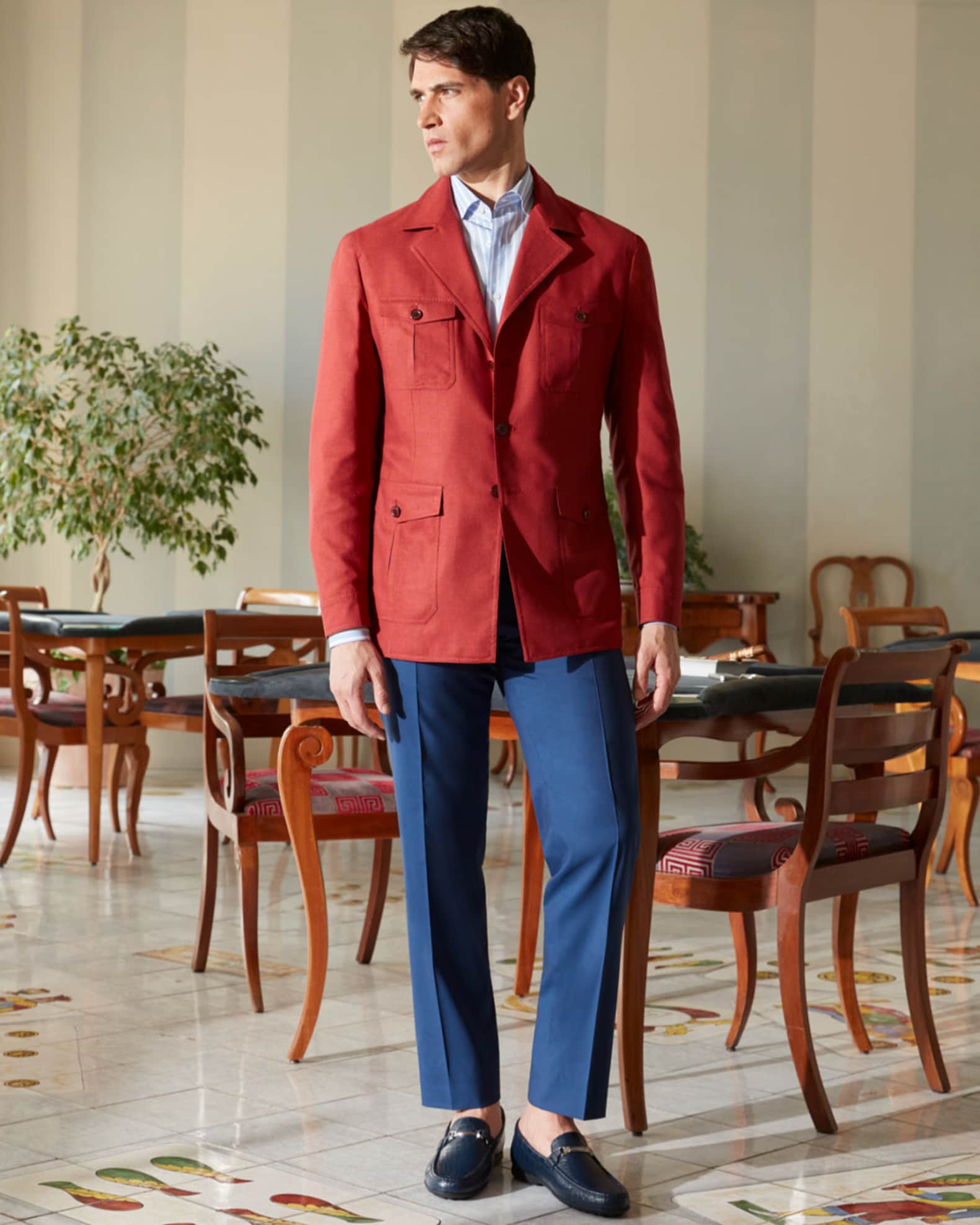 Stefano Ricci Men's Silk-Cashmere Field Jacket | Neiman Marcus