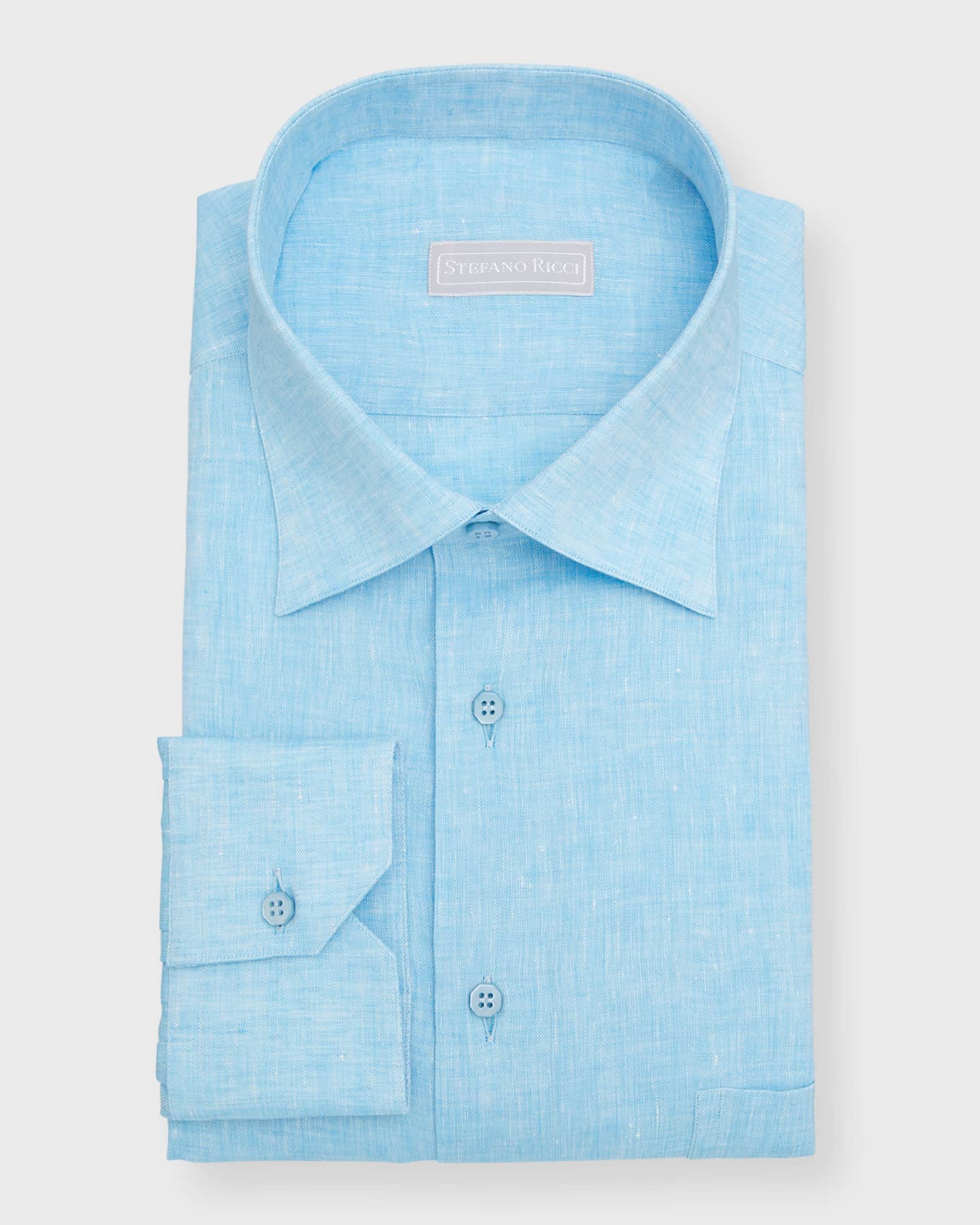 Stefano Ricci Men's Linen Dress Shirt | Neiman Marcus