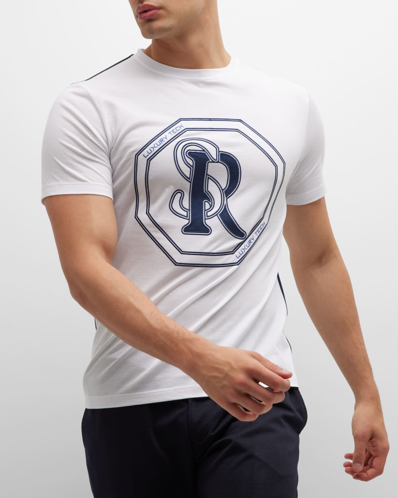 Stefano Ricci Men's Embroidered Logo T-Shirt | Neiman Marcus