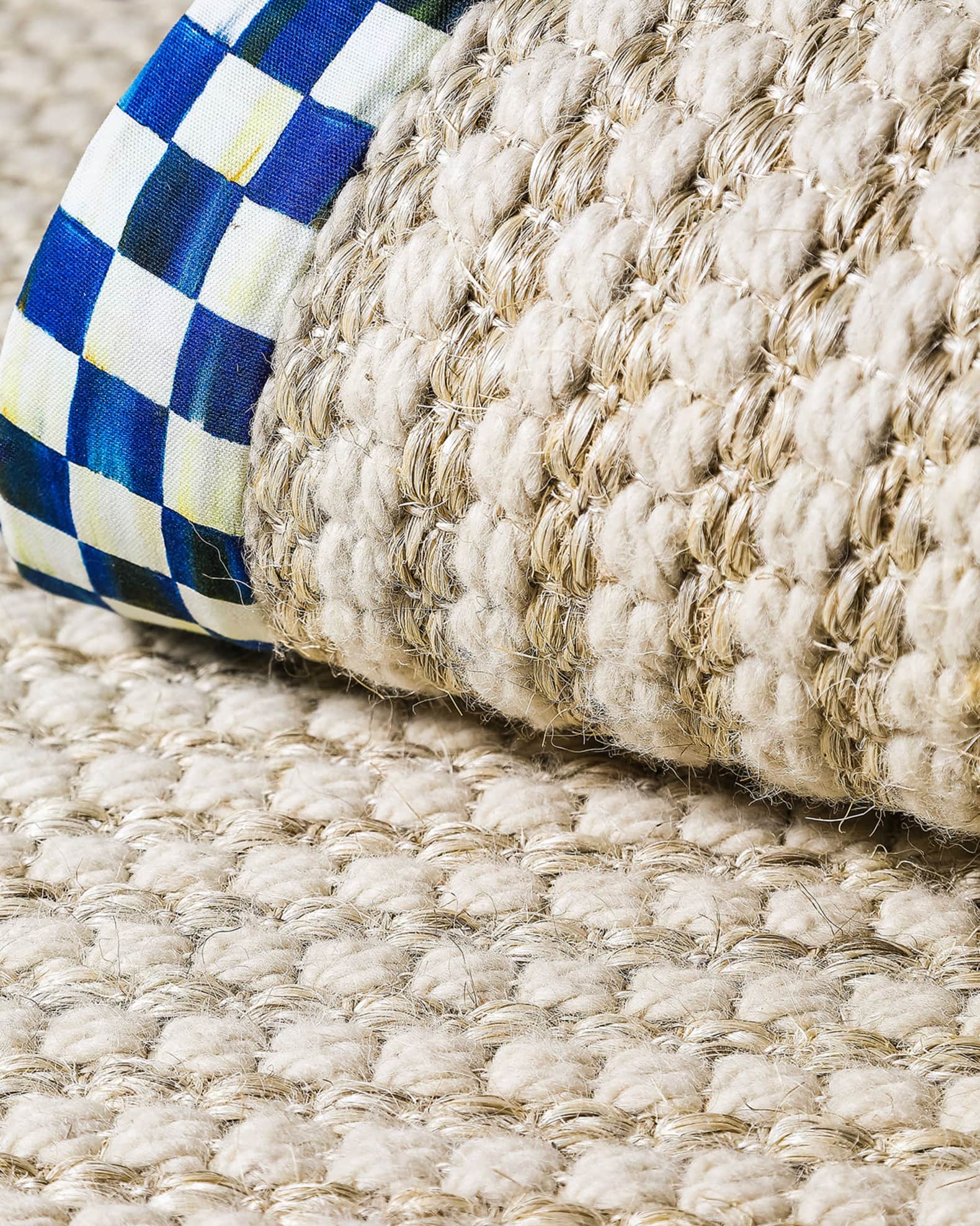 MacKenzie-Childs Cable Wool & Sisal Royal Check Rug | Neiman Marcus