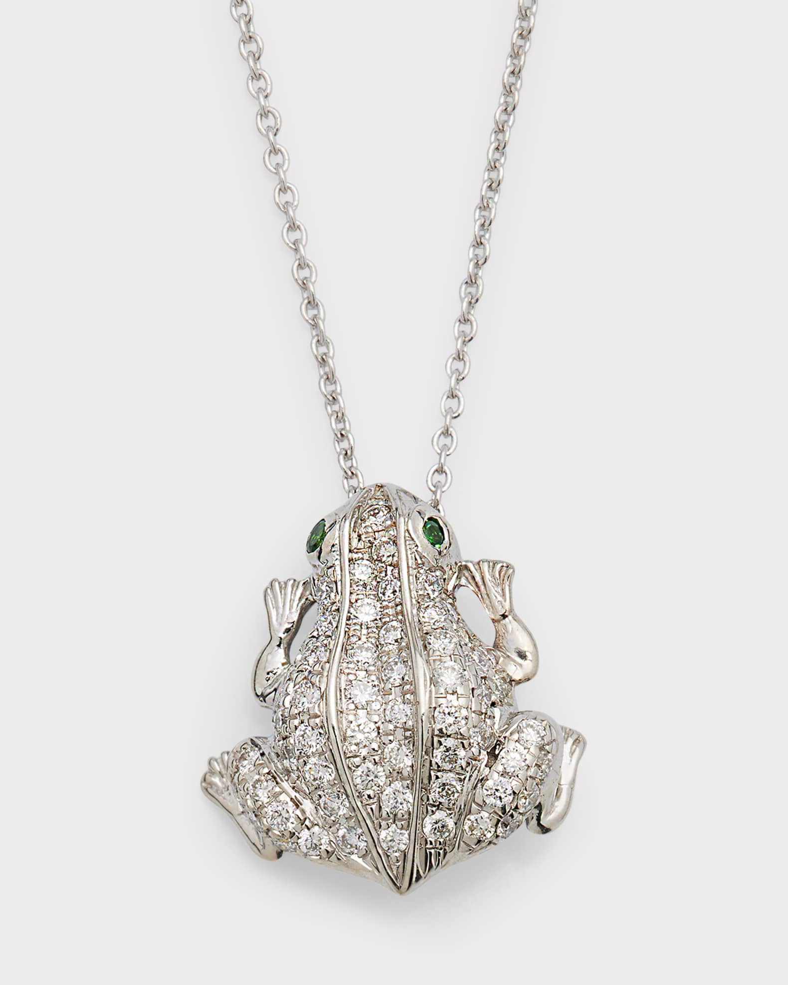 Roberto Coin 18K White Gold Diamond Frog Necklace | Neiman Marcus