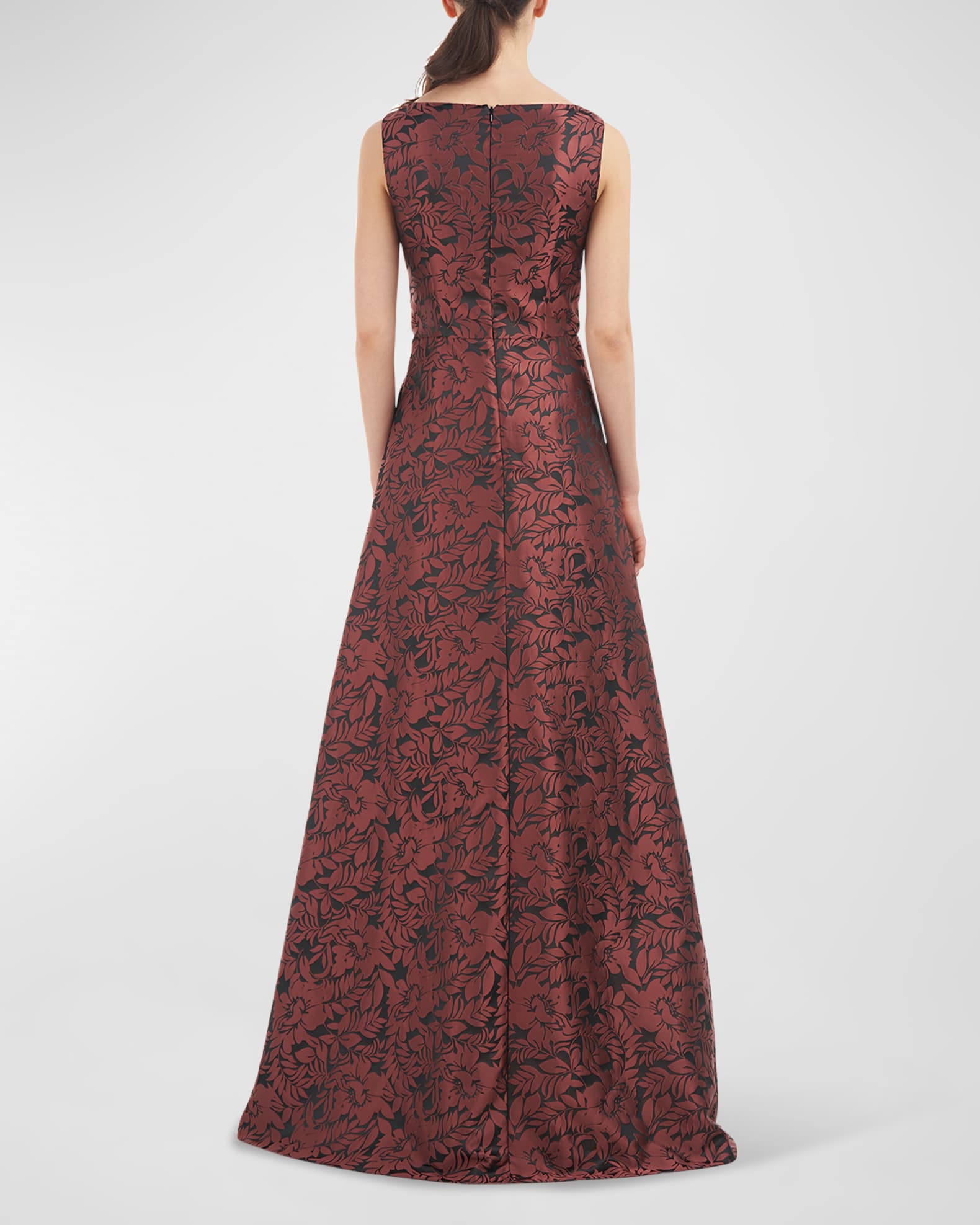 Kay Unger New York High-Low Floral Jacquard Walk-Thru Jumpsuit | Neiman ...