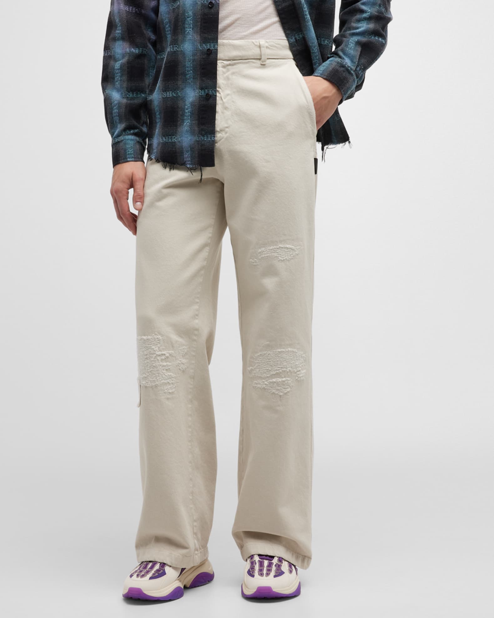 Amiri Men's Distressed Denim Chino Pants | Neiman Marcus