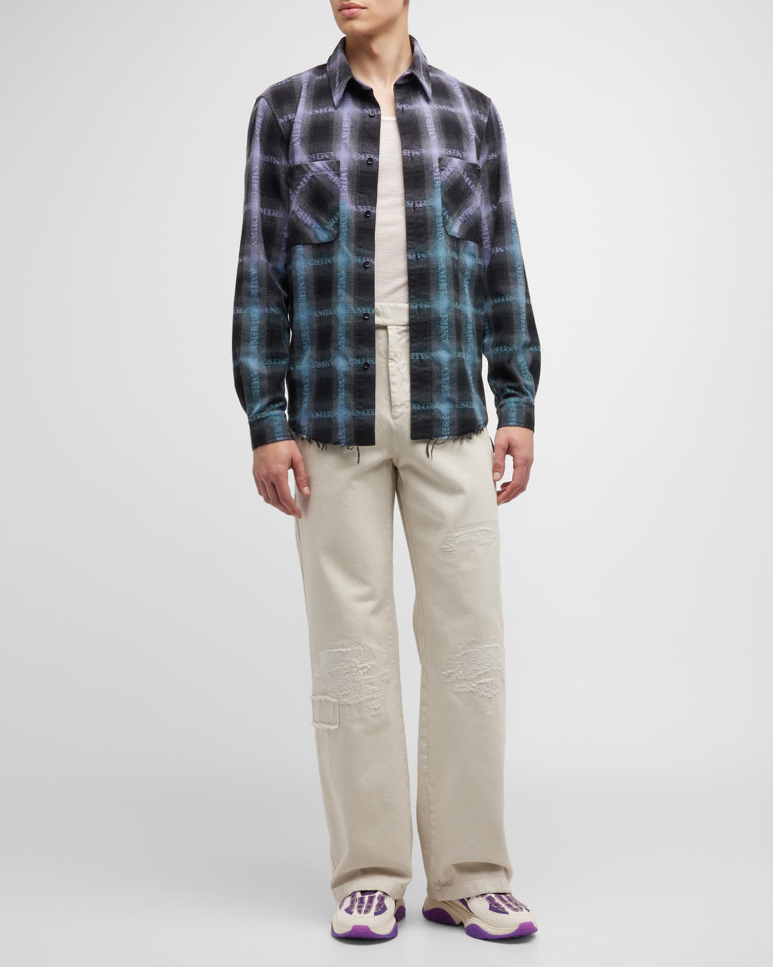 Amiri Men's Distressed Denim Chino Pants | Neiman Marcus