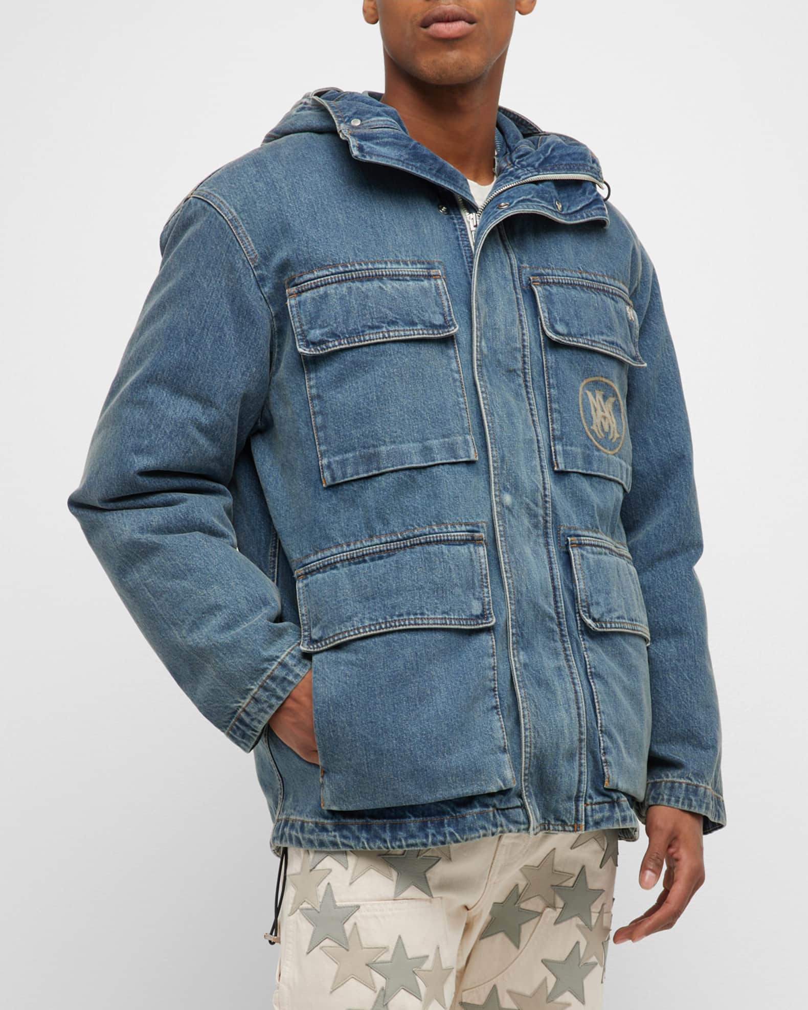 Amiri Men's Denim 4-Pocket Parka | Neiman Marcus