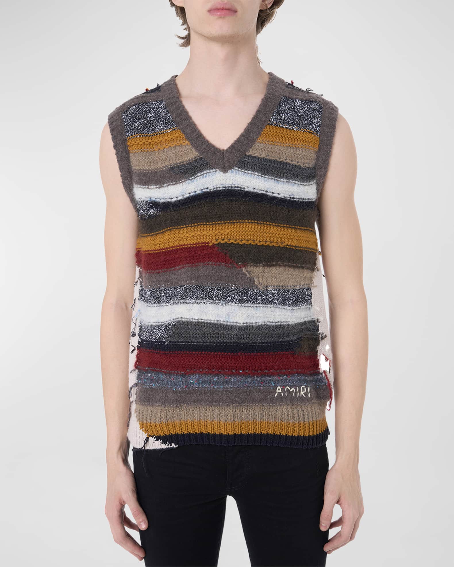Amiri Men's Multi-Stripe Sweater Vest | Neiman Marcus