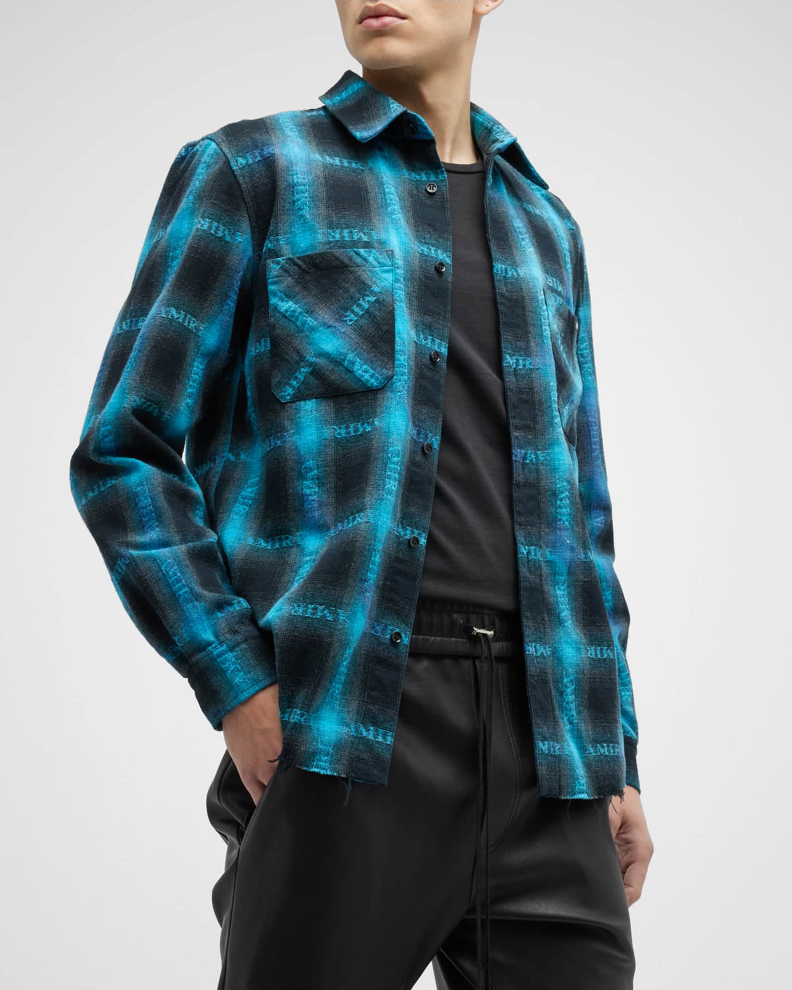 Amiri Men's Gradient Plaid Sport Shirt | Neiman Marcus