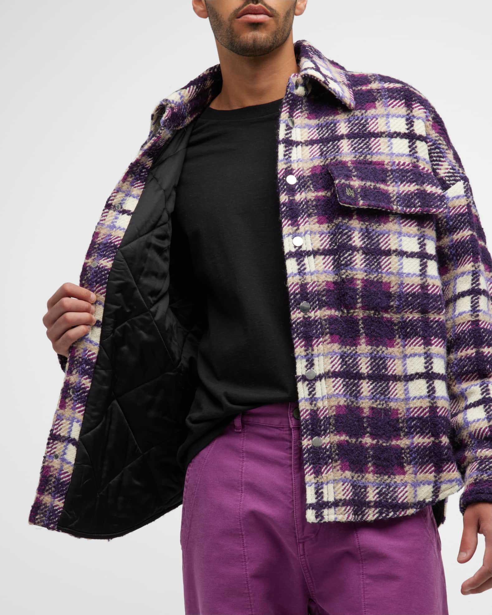 Amiri Men's Plaid Flannel Overshirt | Neiman Marcus