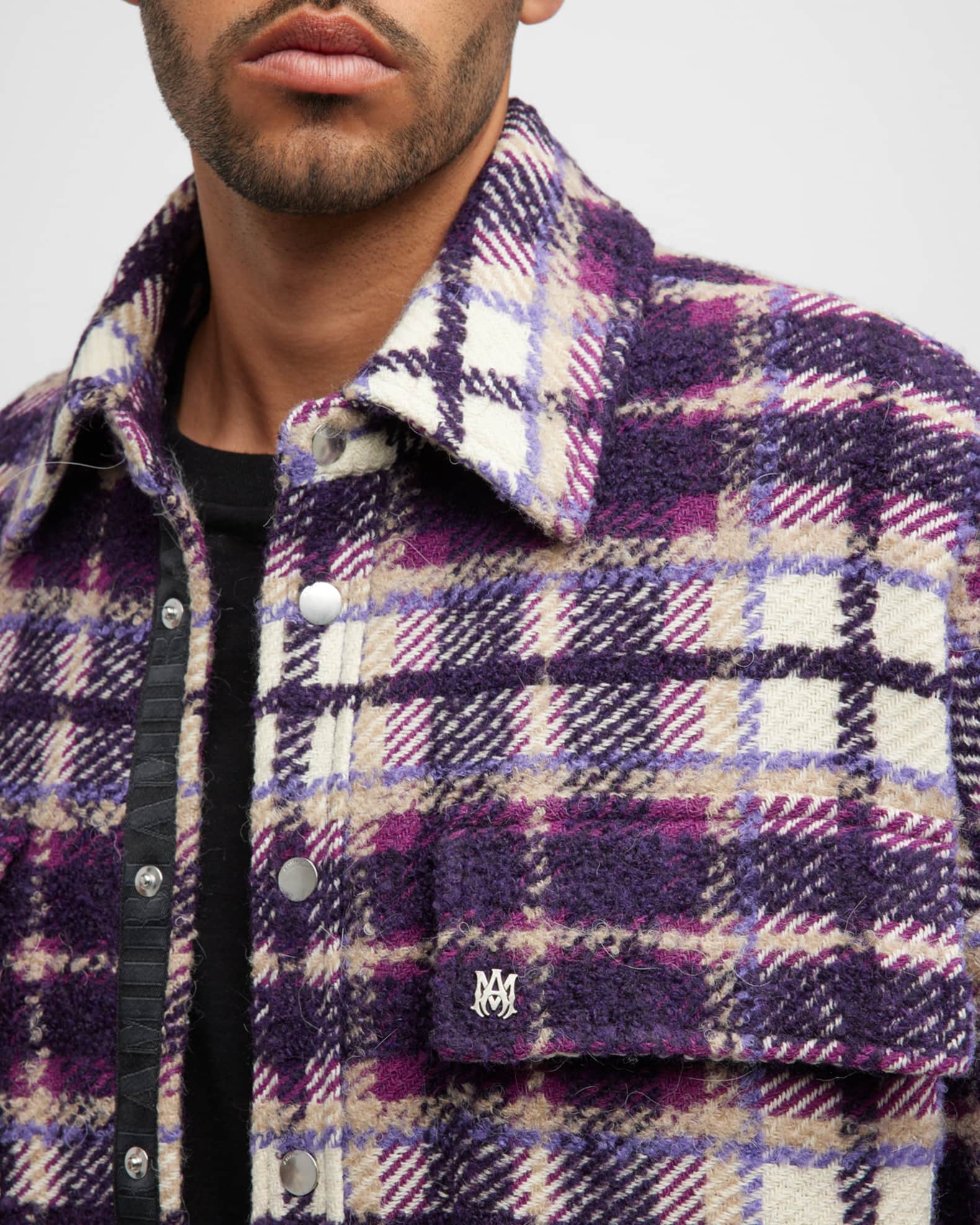 Amiri Men's Plaid Flannel Overshirt | Neiman Marcus