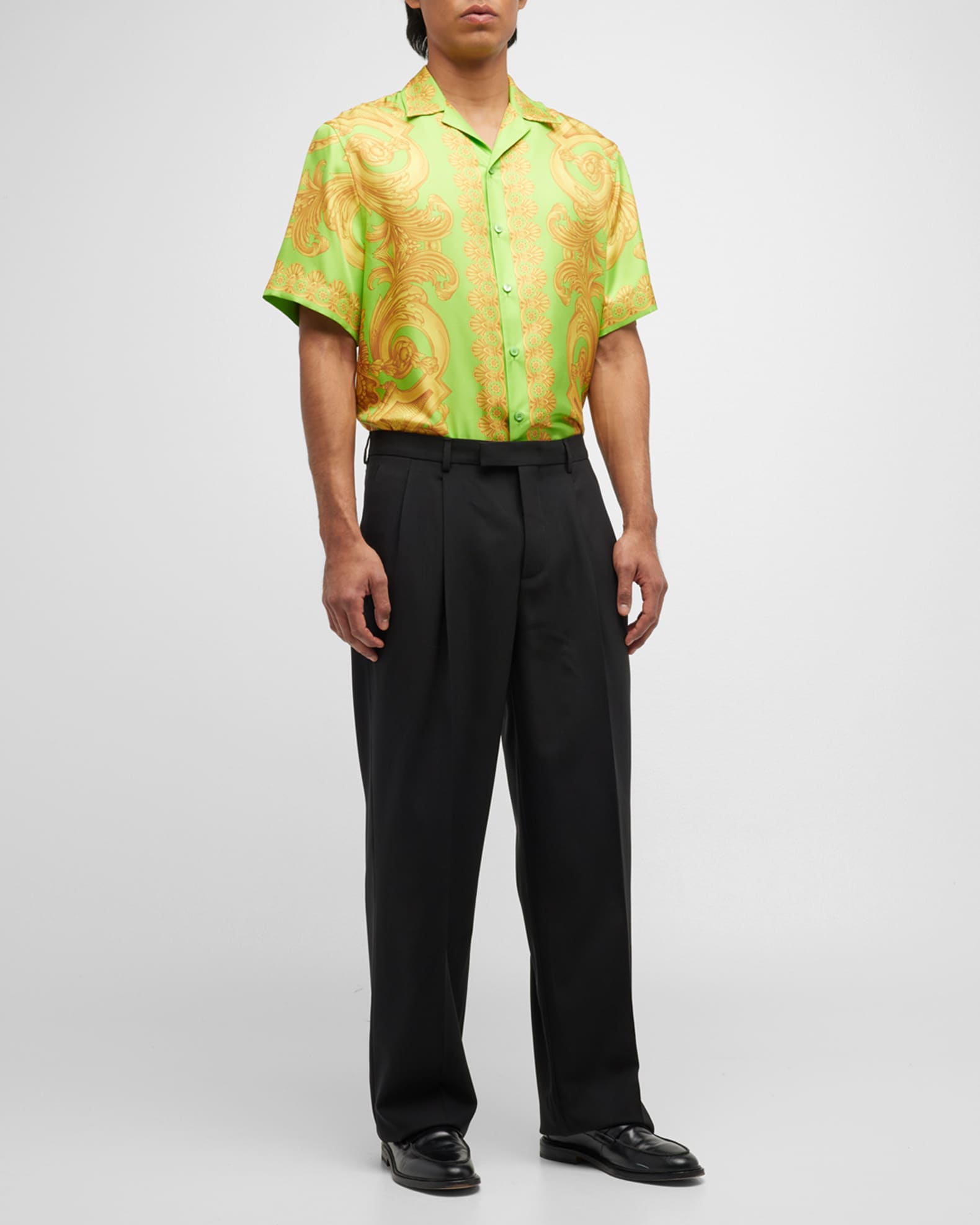 Versace Men's Wool Canvas Formal Pants | Neiman Marcus