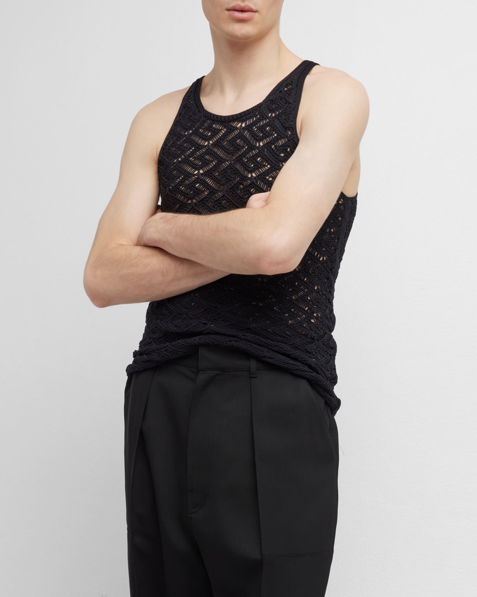Versace Men's Greca Lace Tank Top | Neiman Marcus