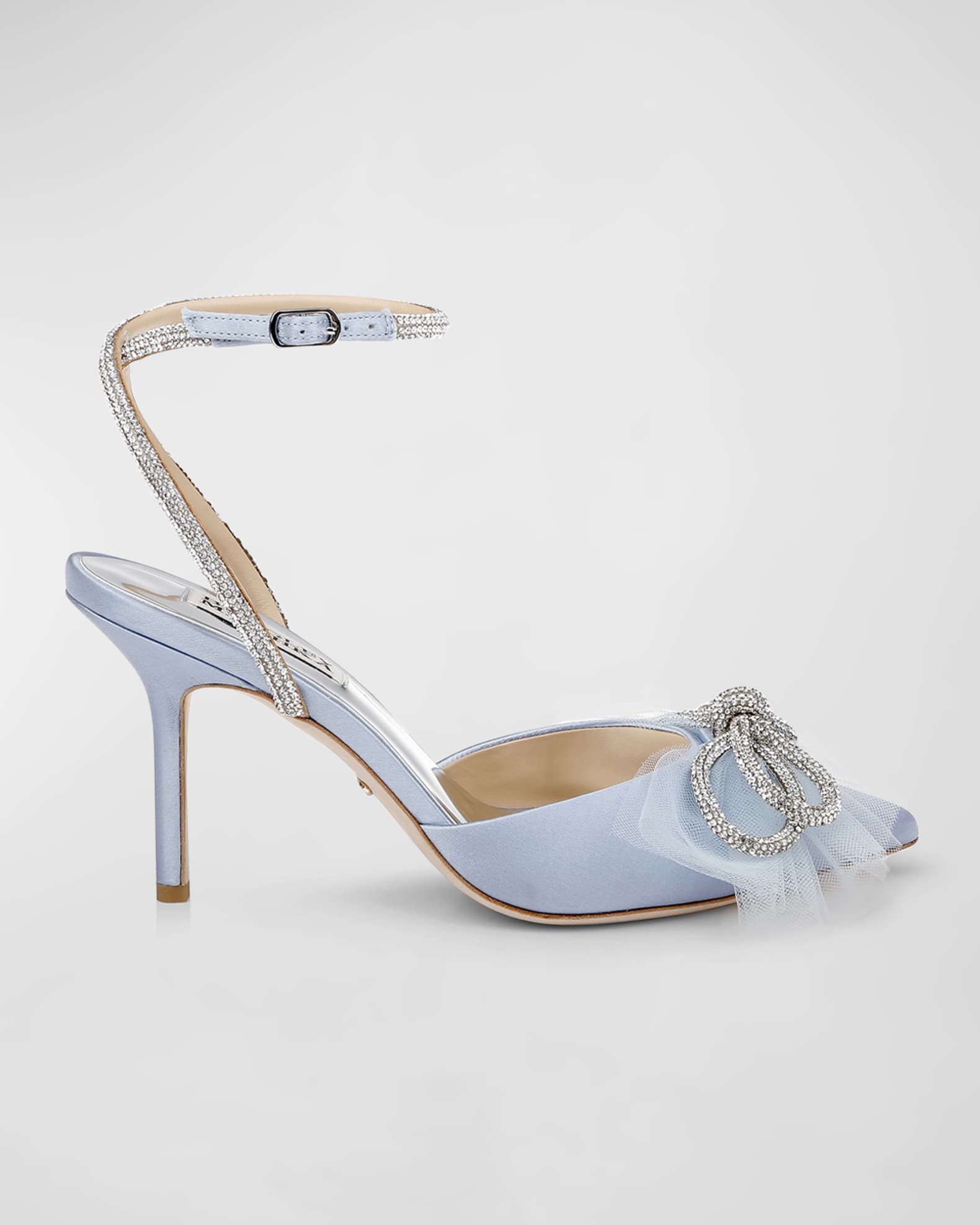 Badgley Mischka Sacred Satin Crystal-Knot Pumps | Neiman Marcus