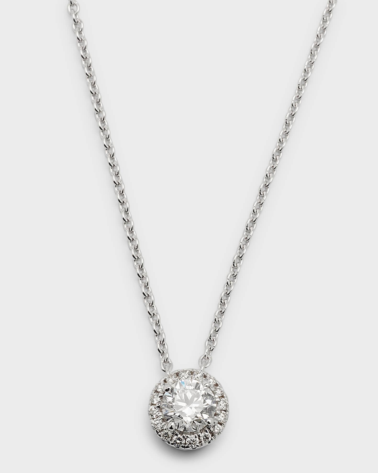 Neiman Marcus Diamonds 18K White Gold Round Diamond Halo Pendant ...