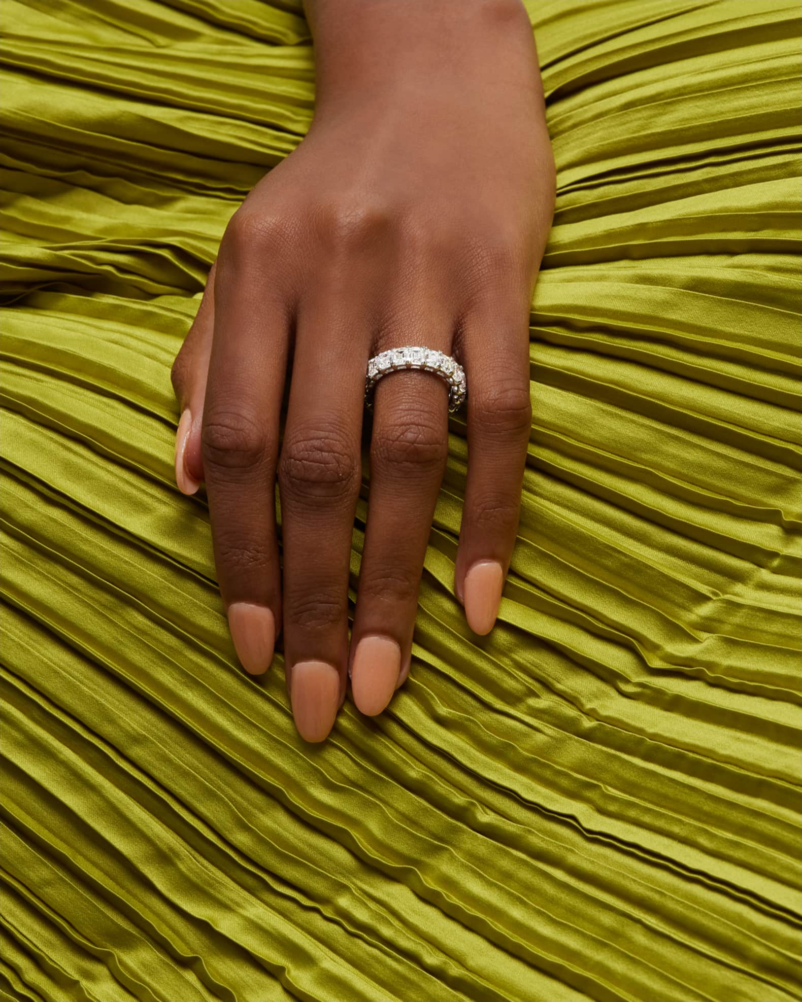 Neiman Marcus Diamonds 18K White Gold Emerald-Cut Diamond Eternity Band ...