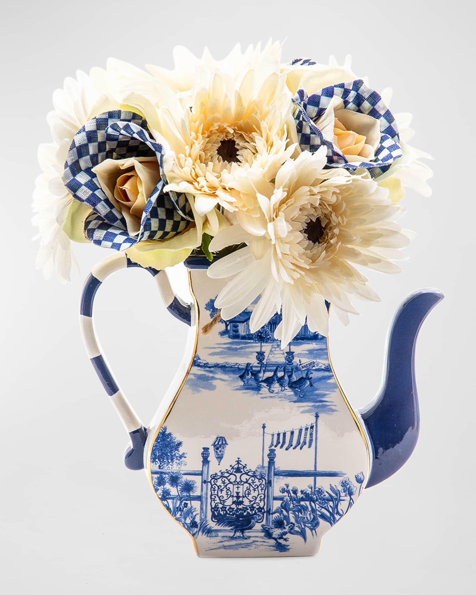 MacKenzie-Childs Royal Toile Teapot Vase | Neiman Marcus