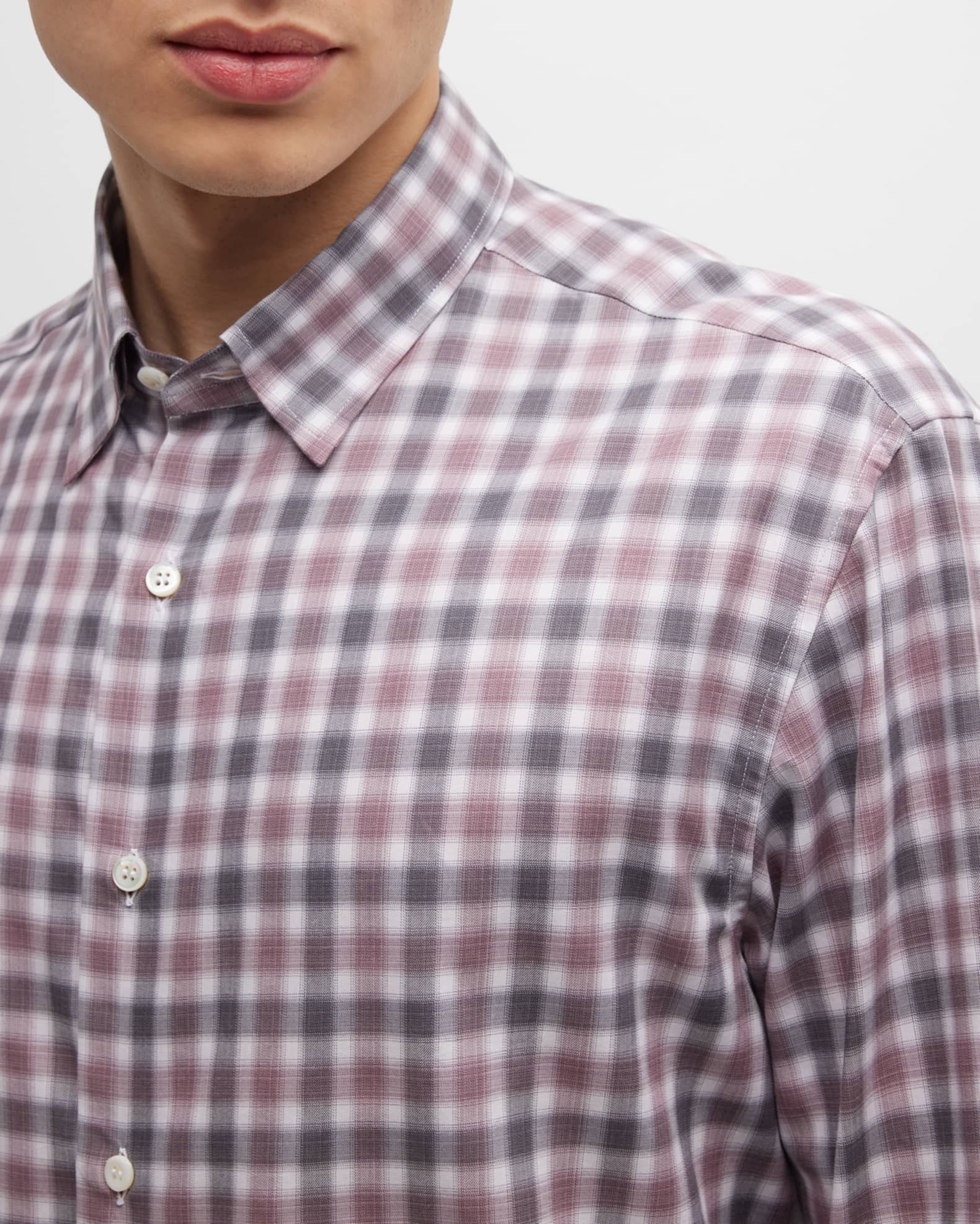 Men's Check-Print Cotton Sport Shirt | Neiman Marcus