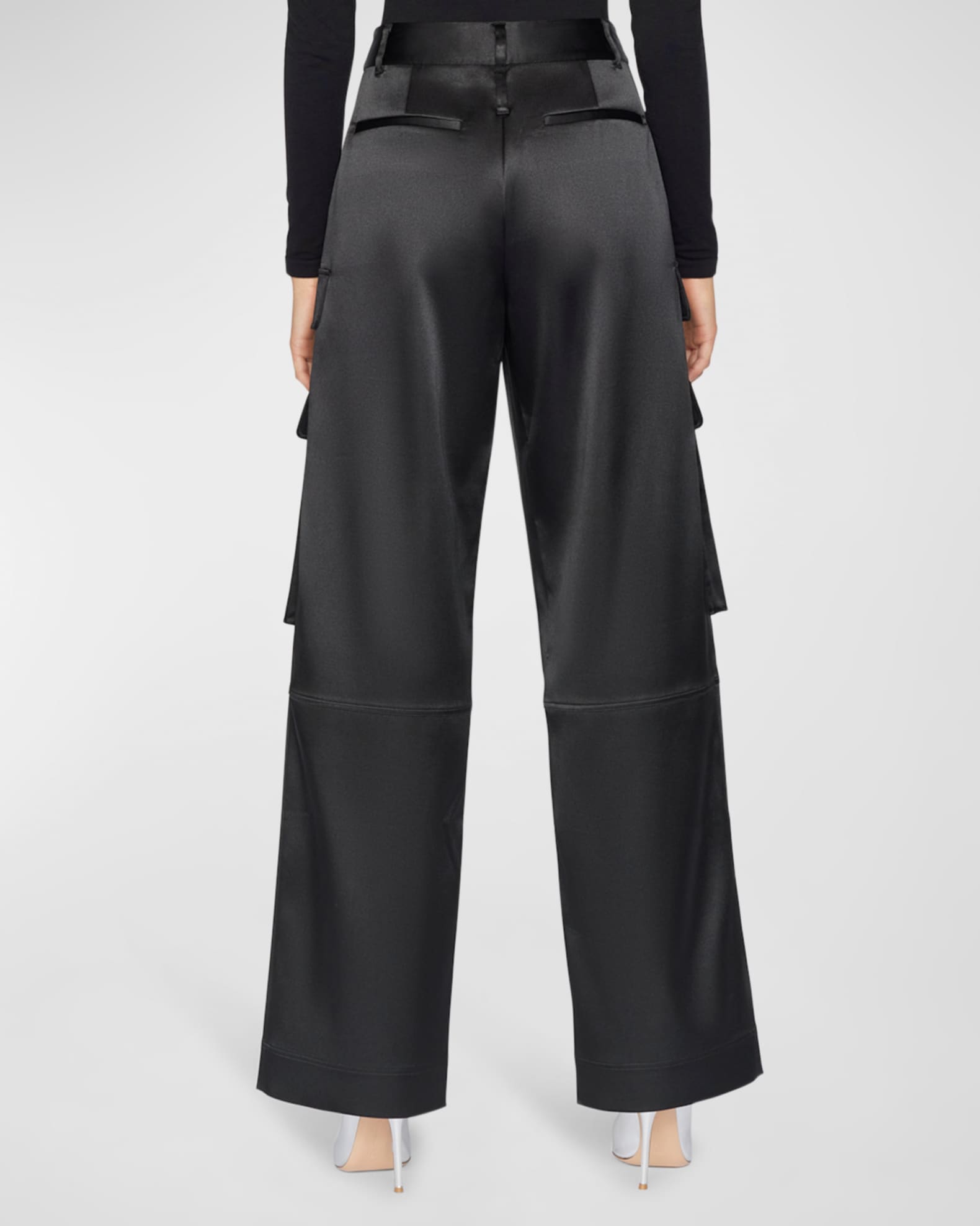 FRAME Satin Straight Cargo Pants | Neiman Marcus