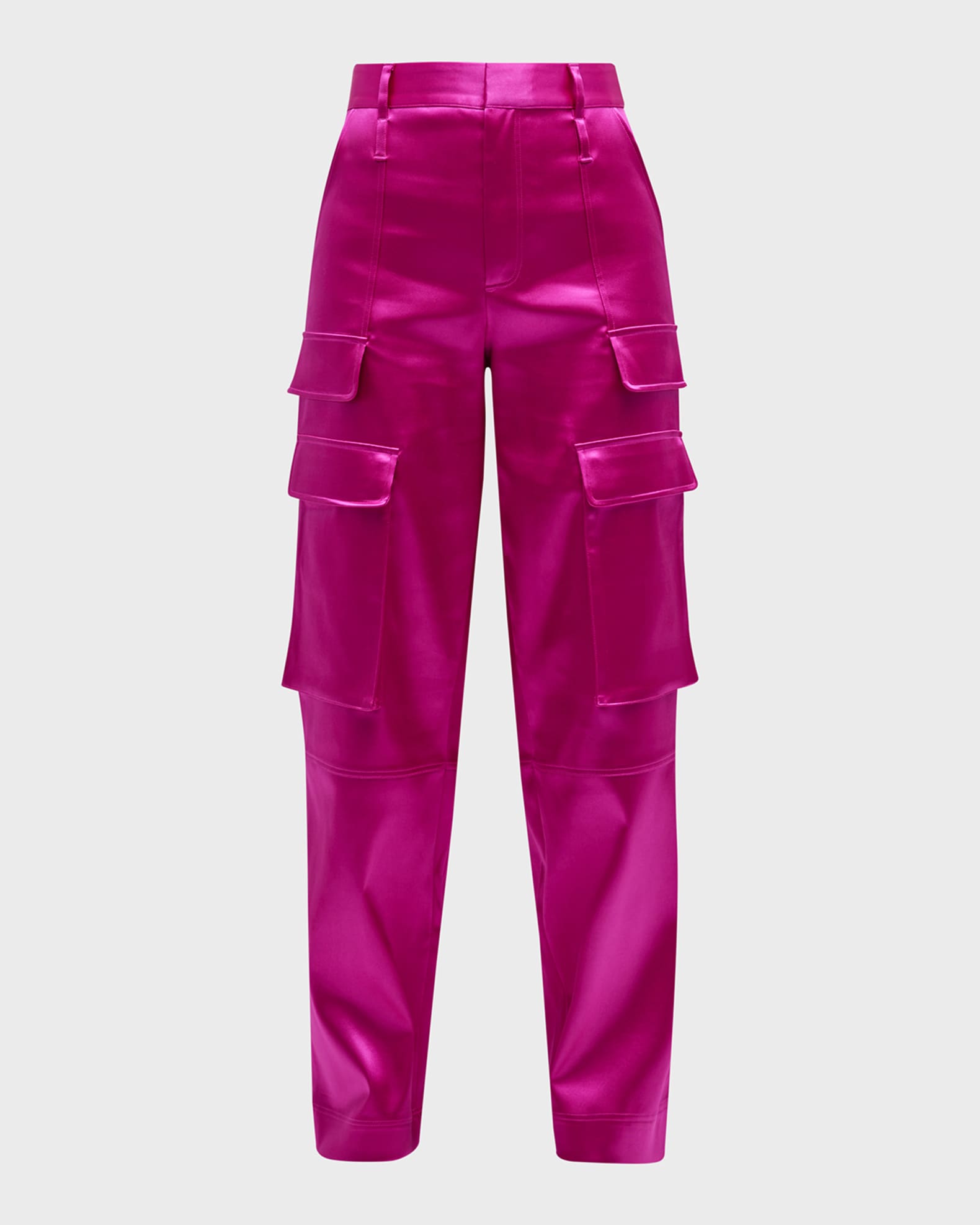 FRAME Satin Straight Cargo Pants | Neiman Marcus