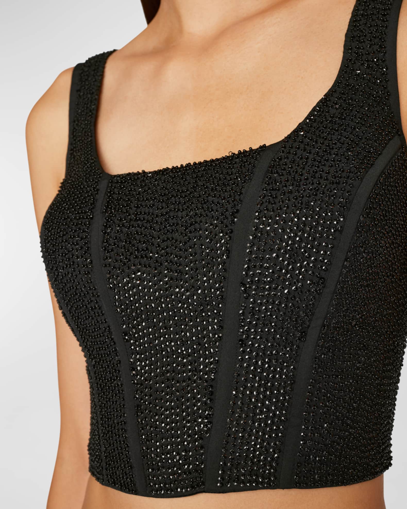 FRAME Cropped Beaded Corset Top | Neiman Marcus