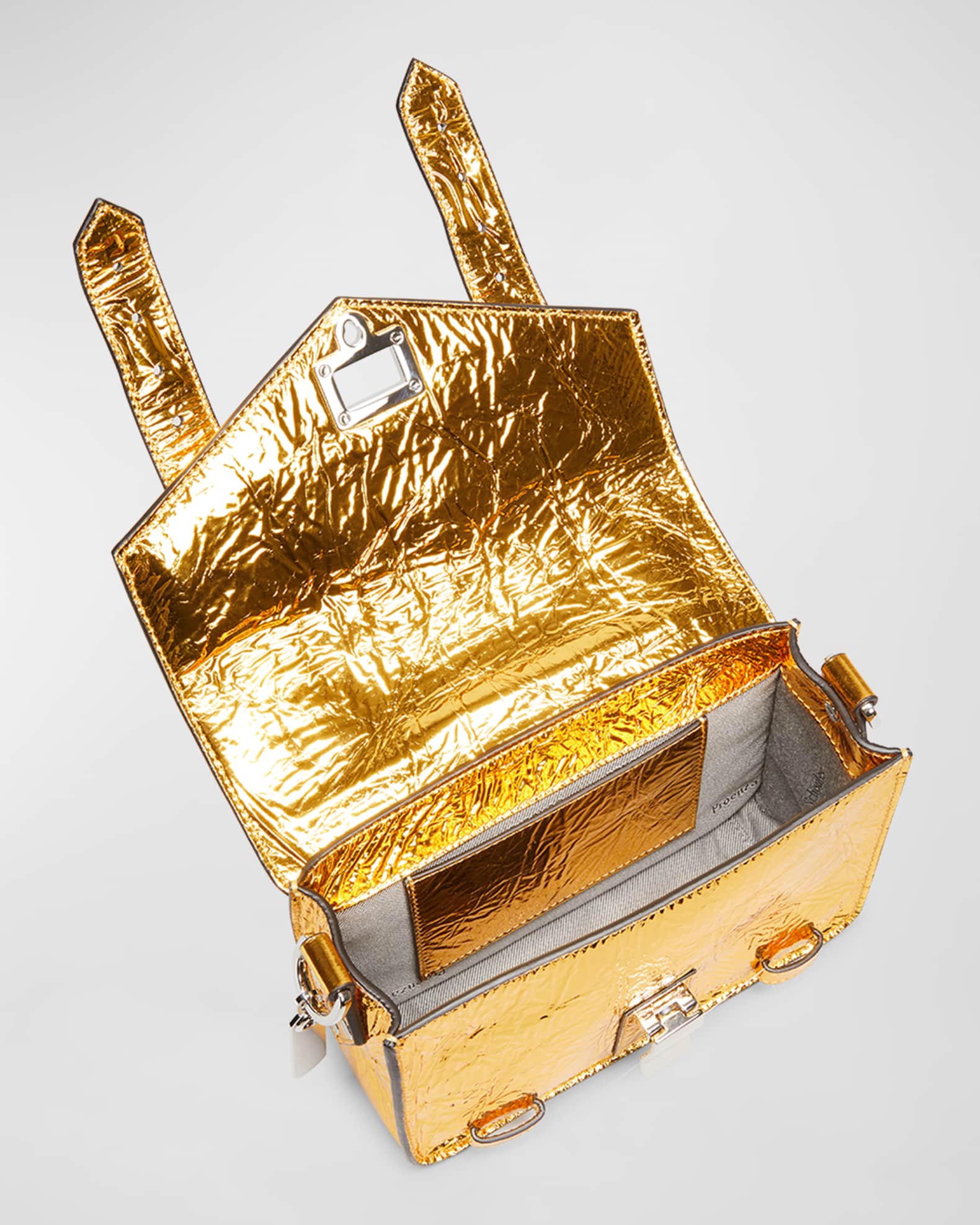 Proenza Schouler PS1 Mini Metallic Crinkled Crossbody Bag | Neiman Marcus