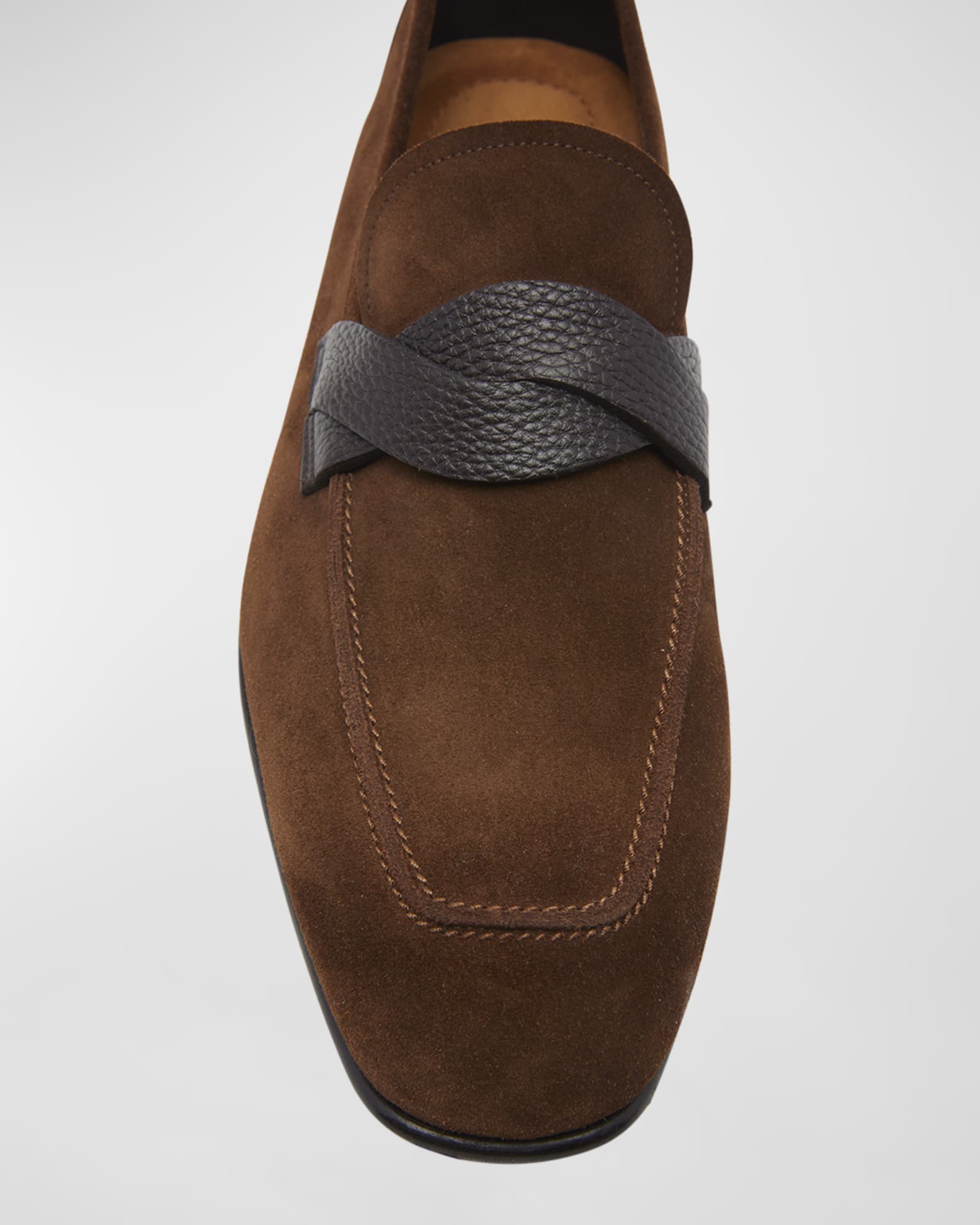 TOM FORD Men's Sean Twisted Keeper Suede Penny Loafers | Neiman Marcus