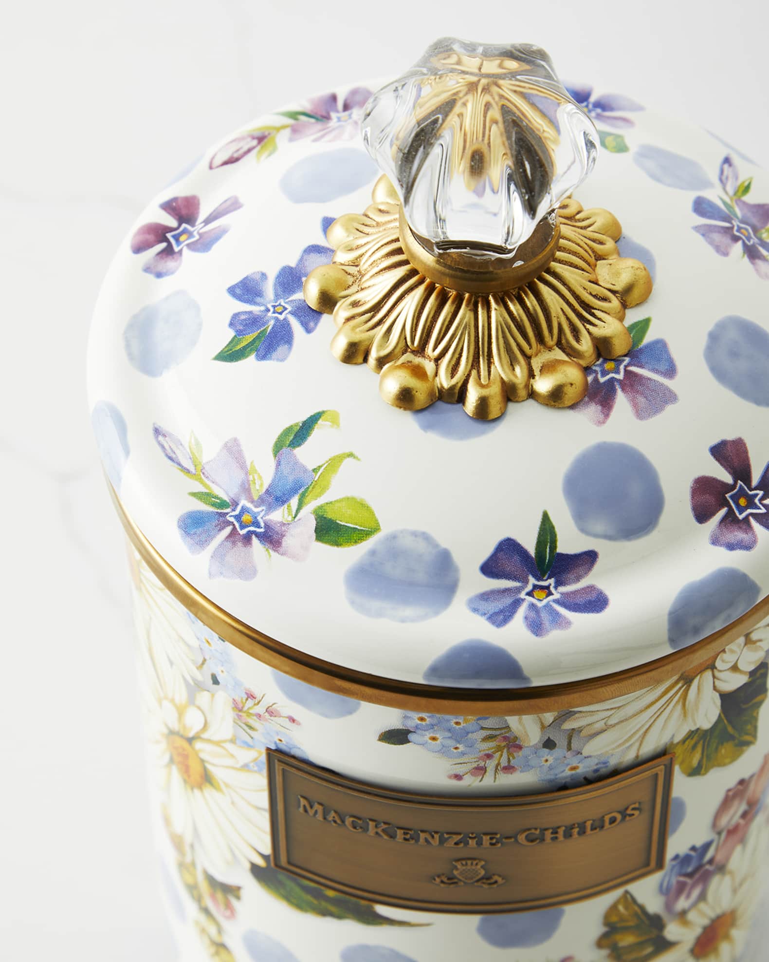 MacKenzie-Childs Blue Wildflowers Medium Enamel Canister | Neiman Marcus
