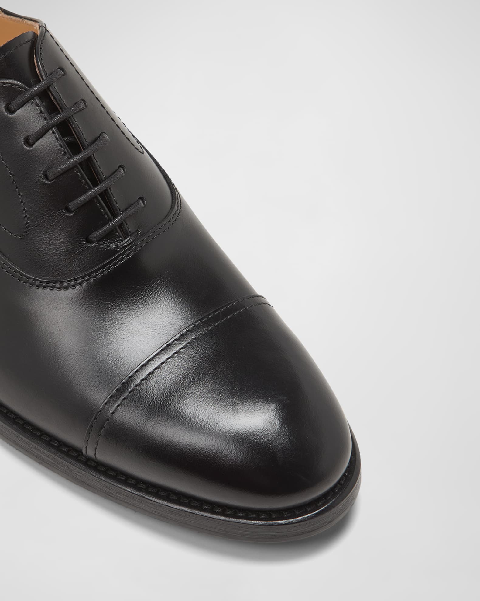 Brunello Cucinelli Men's Calf Leather Cap-Toe Oxfords | Neiman Marcus