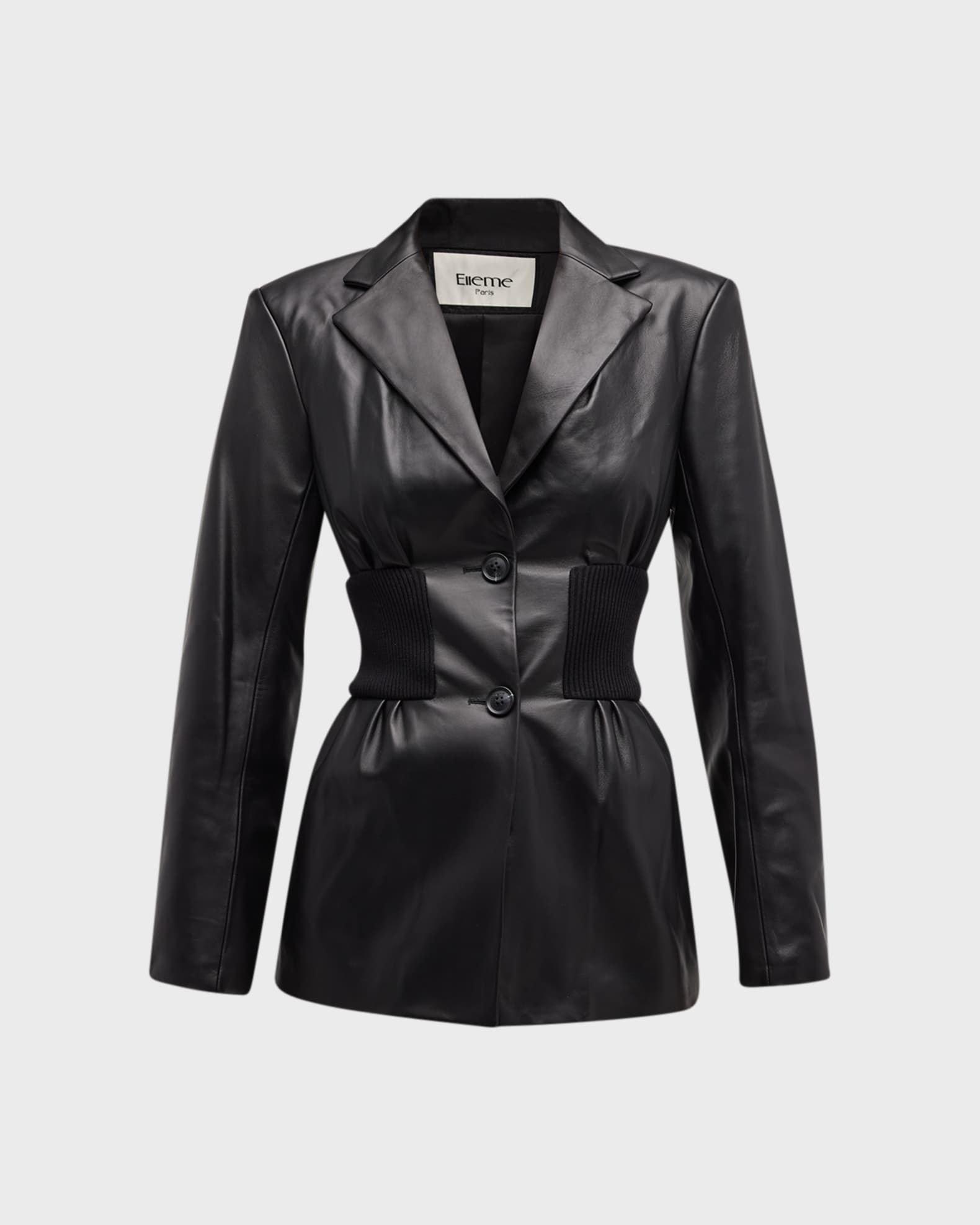 Elleme Rib Waisted Leather Jacket | Neiman Marcus