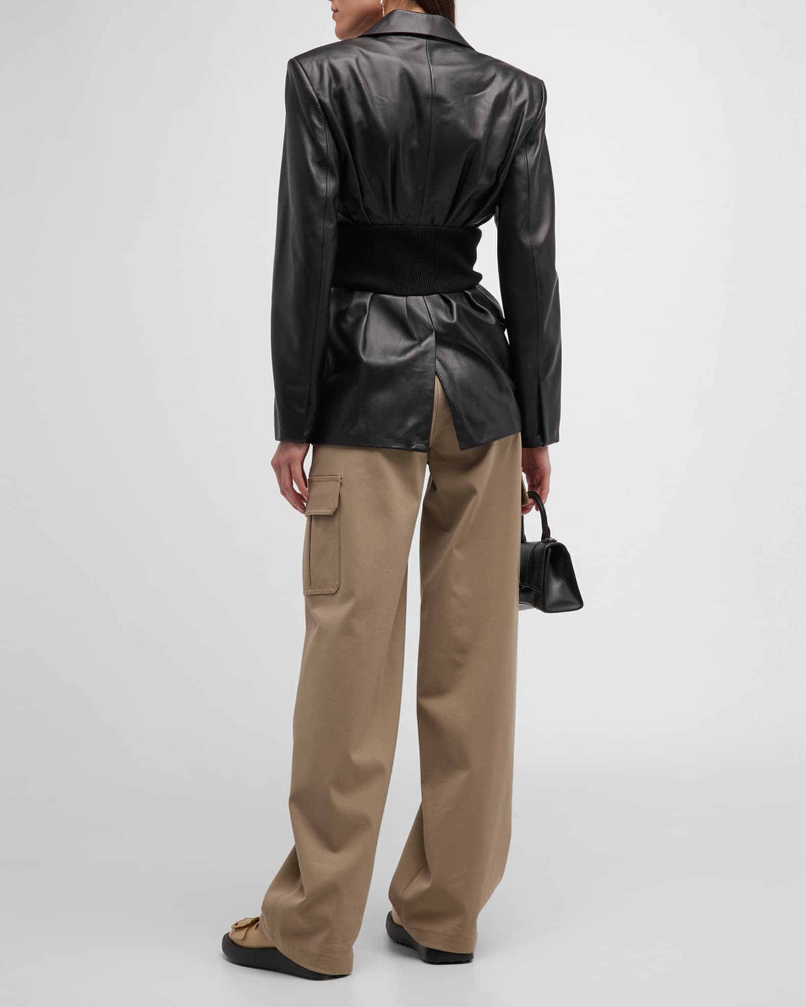 Elleme Rib Waisted Leather Jacket | Neiman Marcus