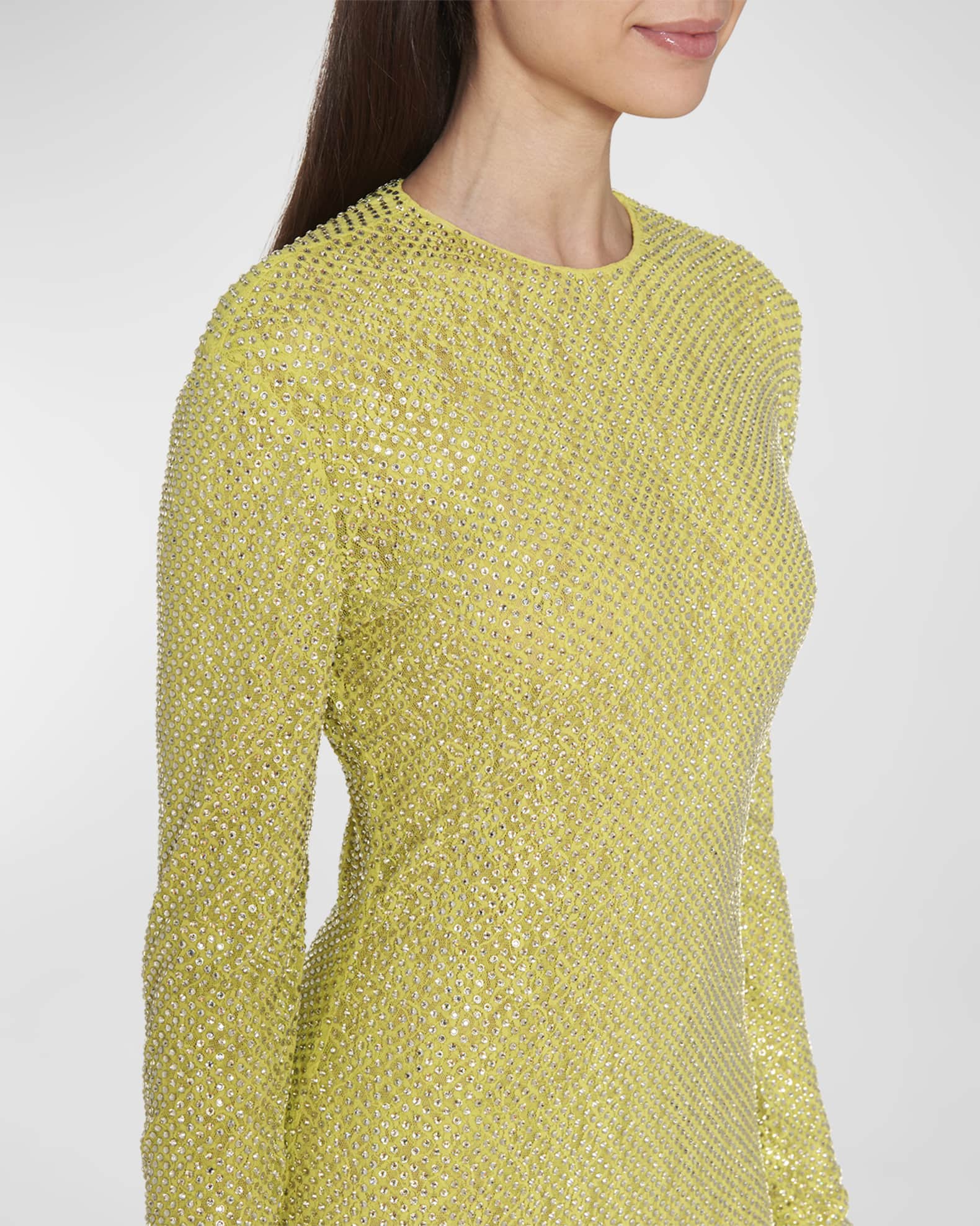 Stella McCartney Strass Embellished Lace Mini Dress | Neiman Marcus