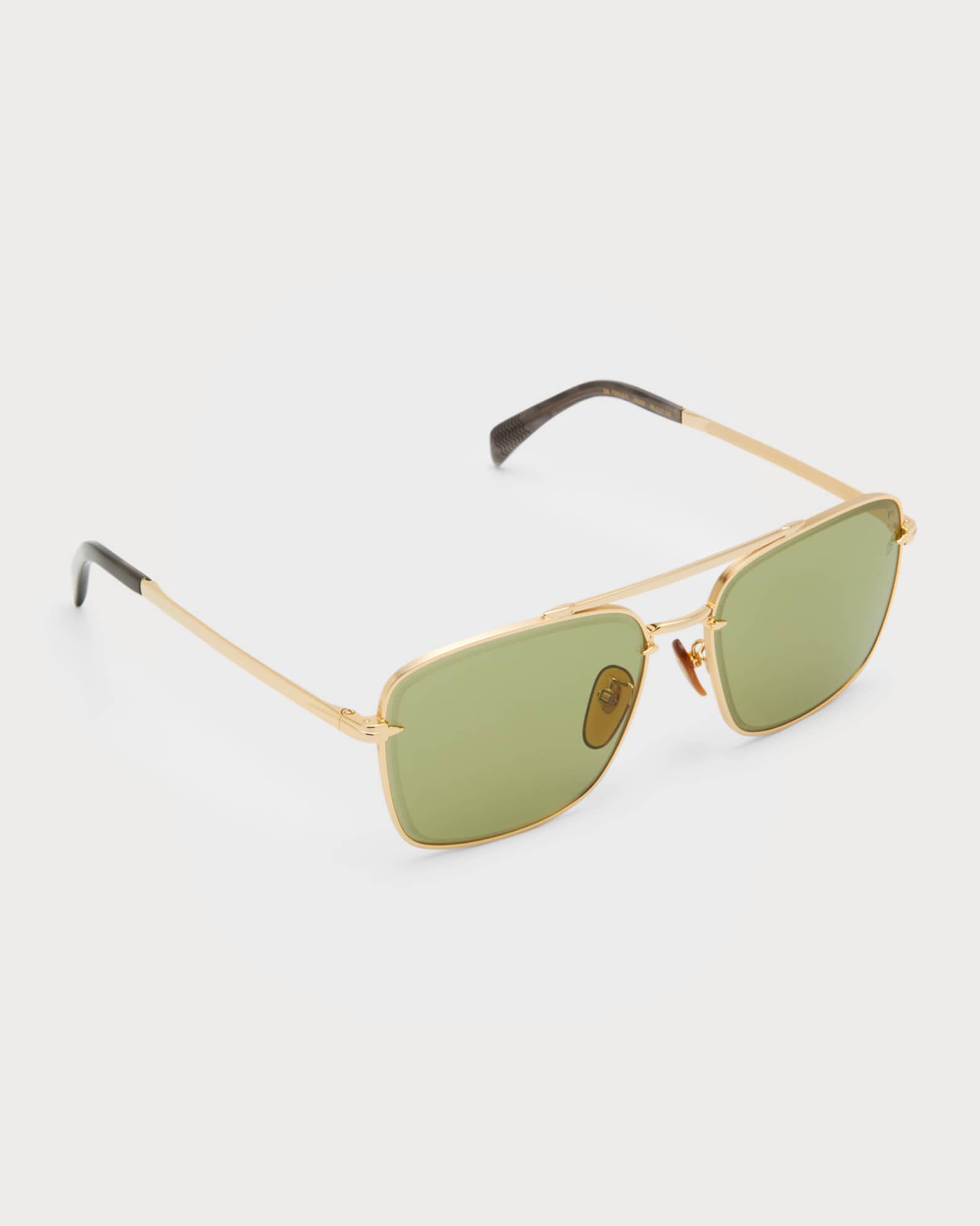 David Beckham Men's Metal Double-Bridge Aviator Sunglasses | Neiman Marcus