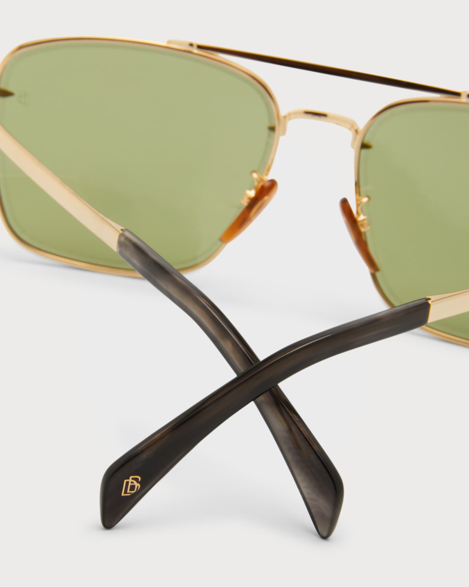 David Beckham Men's Metal Double-Bridge Aviator Sunglasses | Neiman Marcus